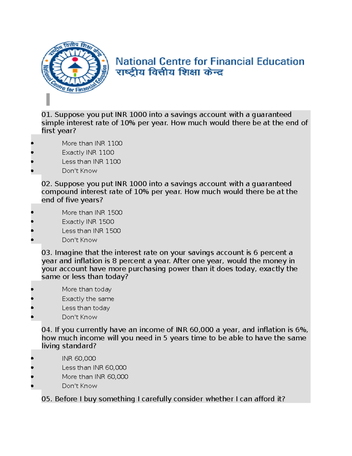 NISM Financial Literacy Quiz: Assessing Your Money Management Skills ...