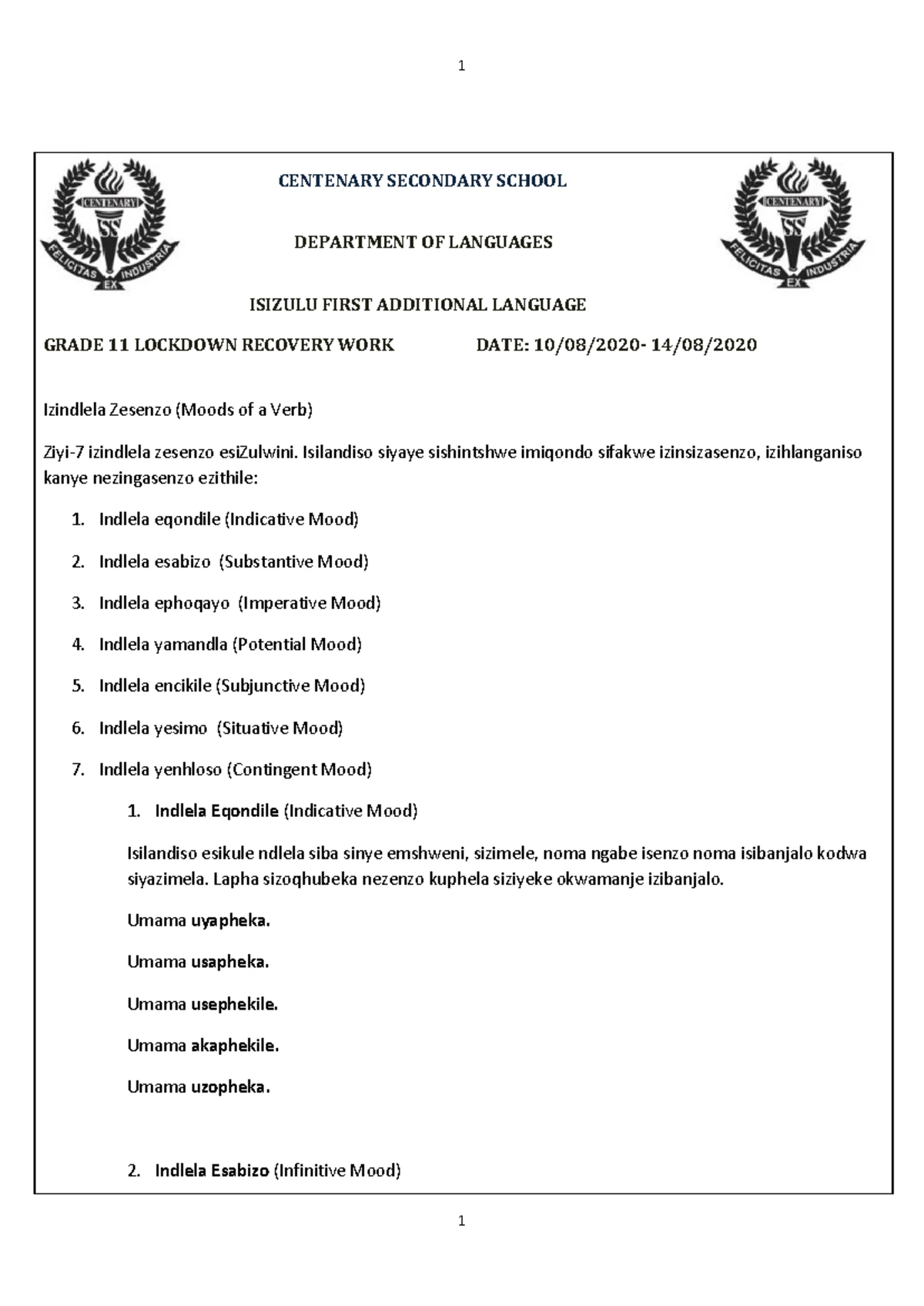 Isimo Sezulu Gr 7 - 2021 Lecture Notes and Exercises - Studocu