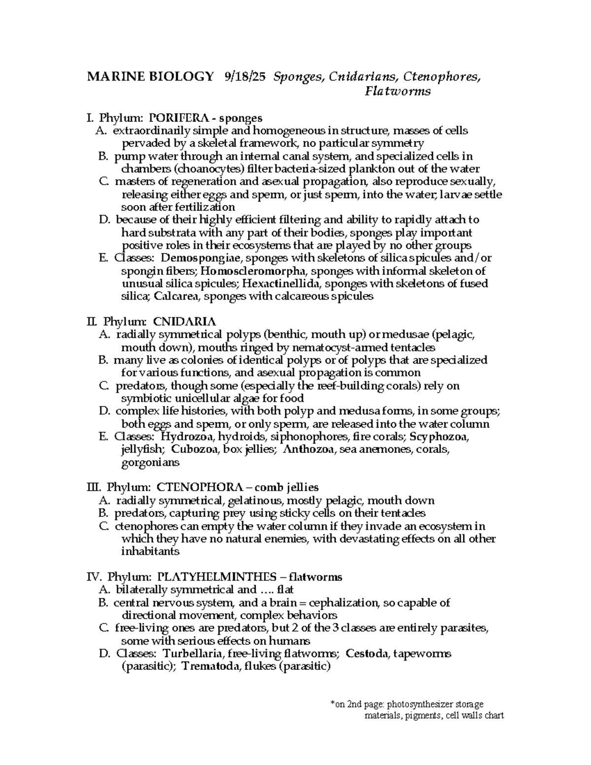 Marine Biology Overview: Sponges, Cnidarians, Ctenophores & Flatworms ...