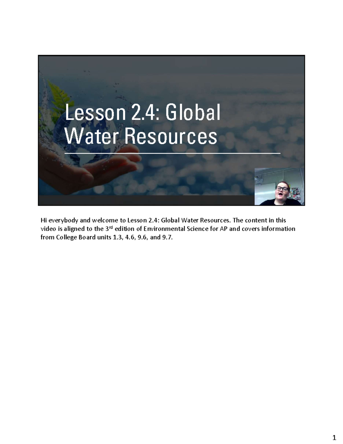 Lesson 2.4: Global Water Resources - Distribution & Human Impacts - Studocu