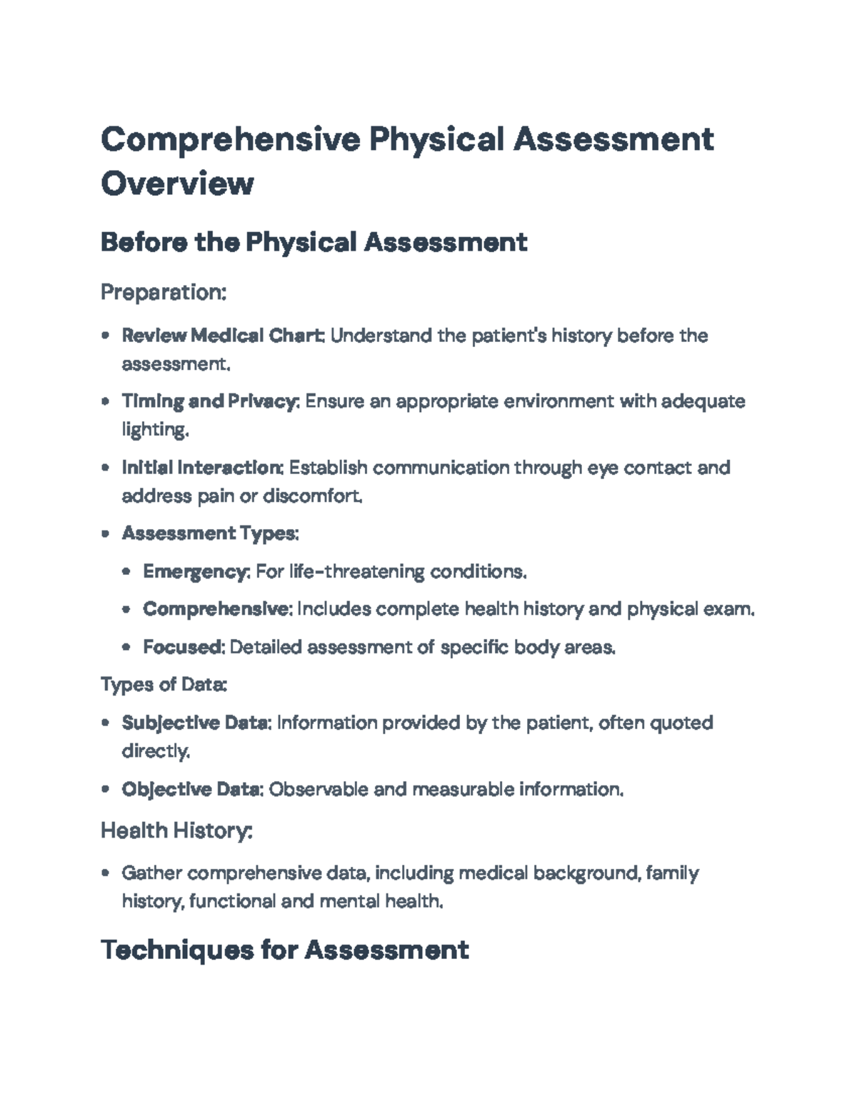 Comprehensive Physical Assessment Guidelines for Healthcare ...
