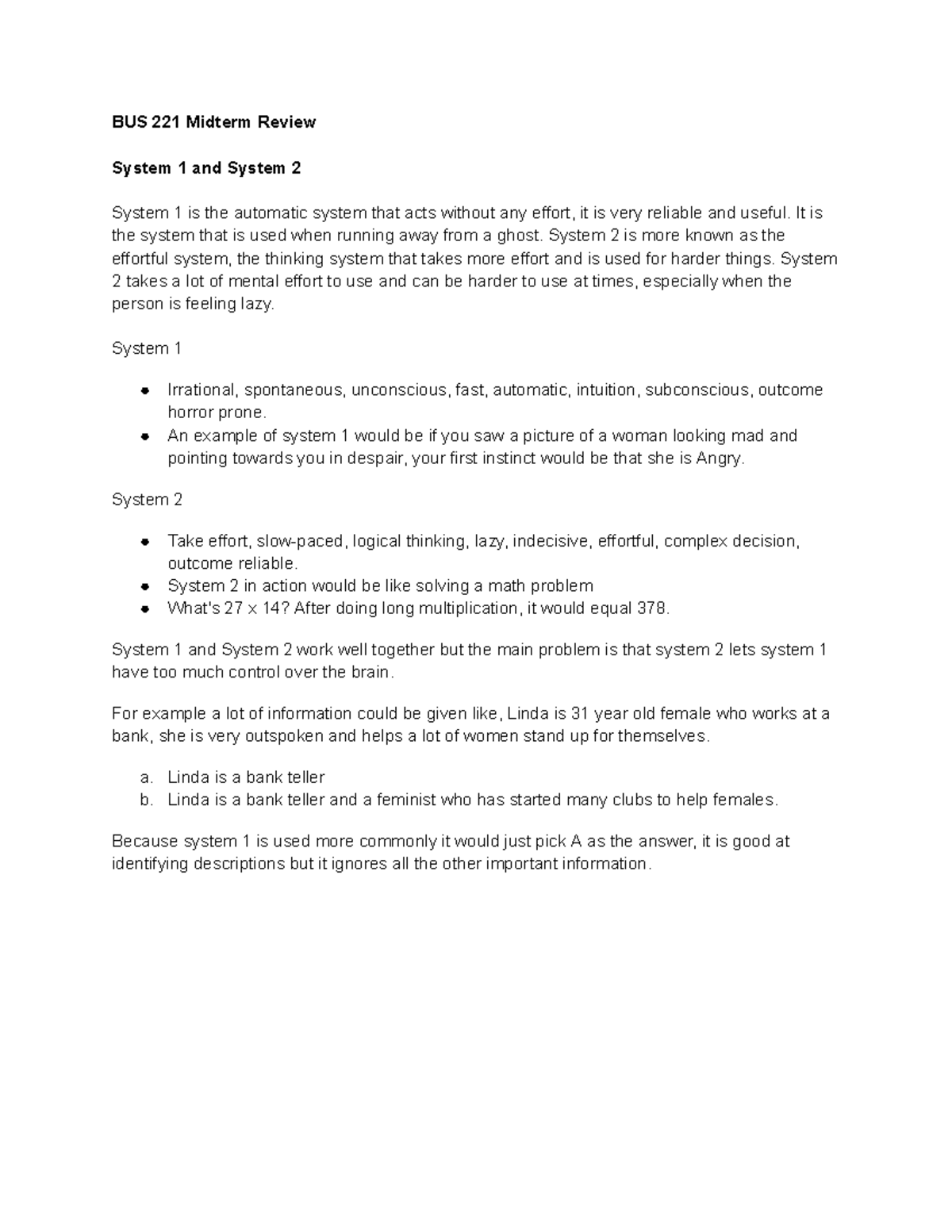 Midterm Review for BUSS 221: Examining Systems, Memos, and Claims - Studocu