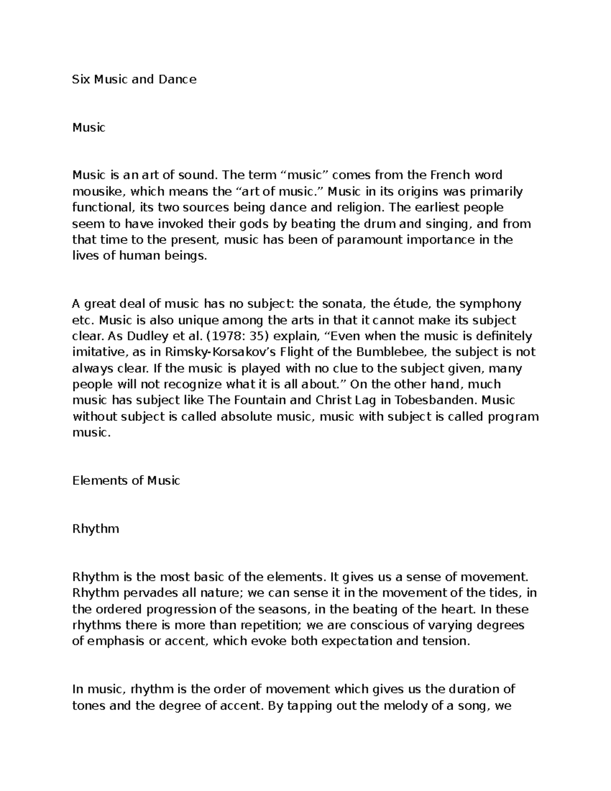 Art Appreciation: Understanding Music and Dance in Humanities (HUM 101 ...