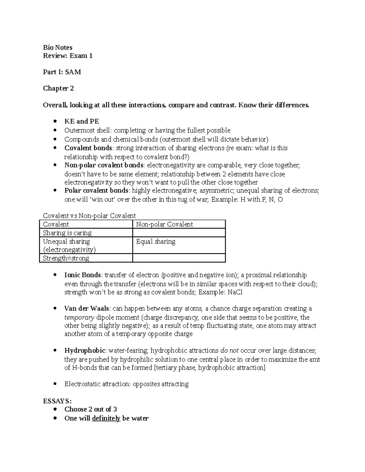 Bio 100 Final Exam Review: Chapters 2-5 Concepts & Notes - Studocu