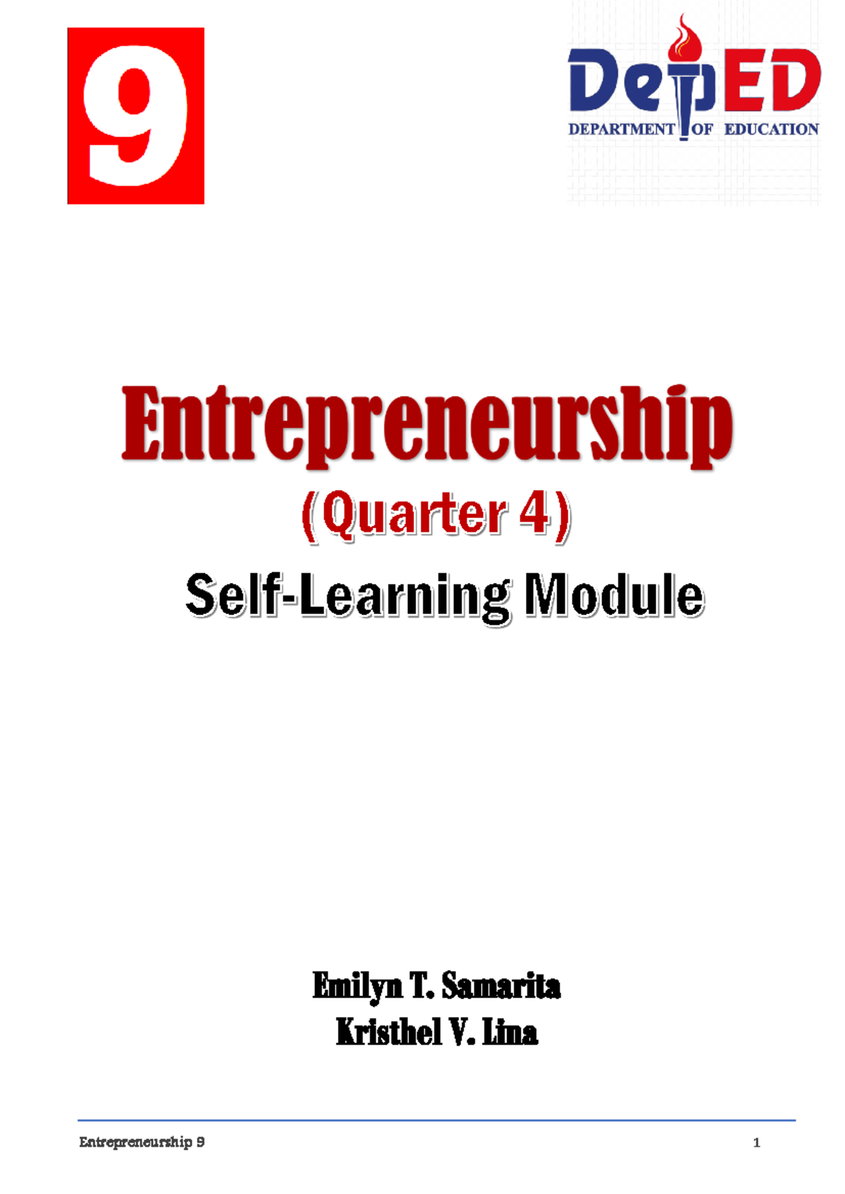 Developing a Business Plan – Entrepreneurship III Module 9 Q4 Final ...