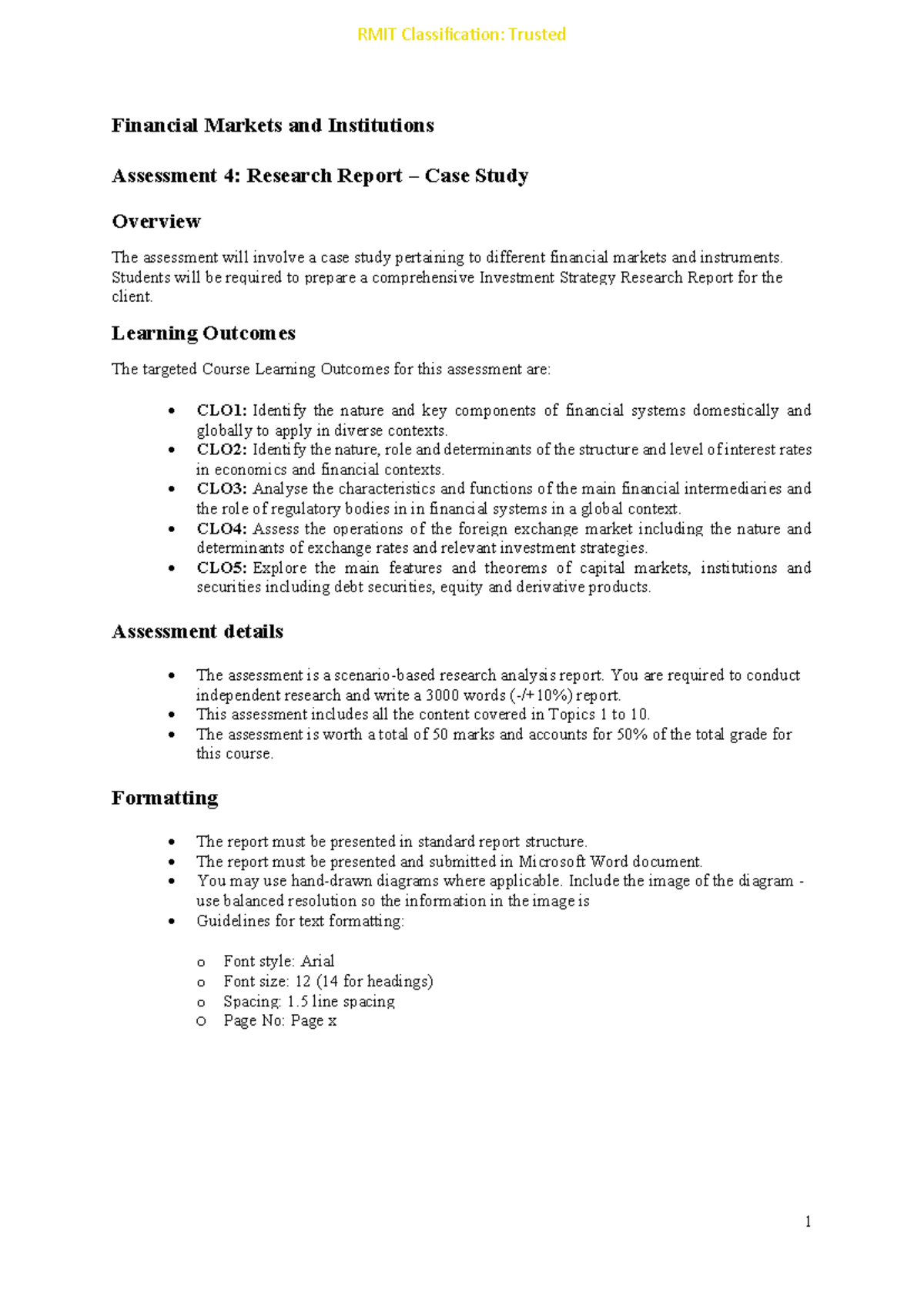 BAFI1005 S1 26 Final Assessment: Investment Strategy Research Report ...