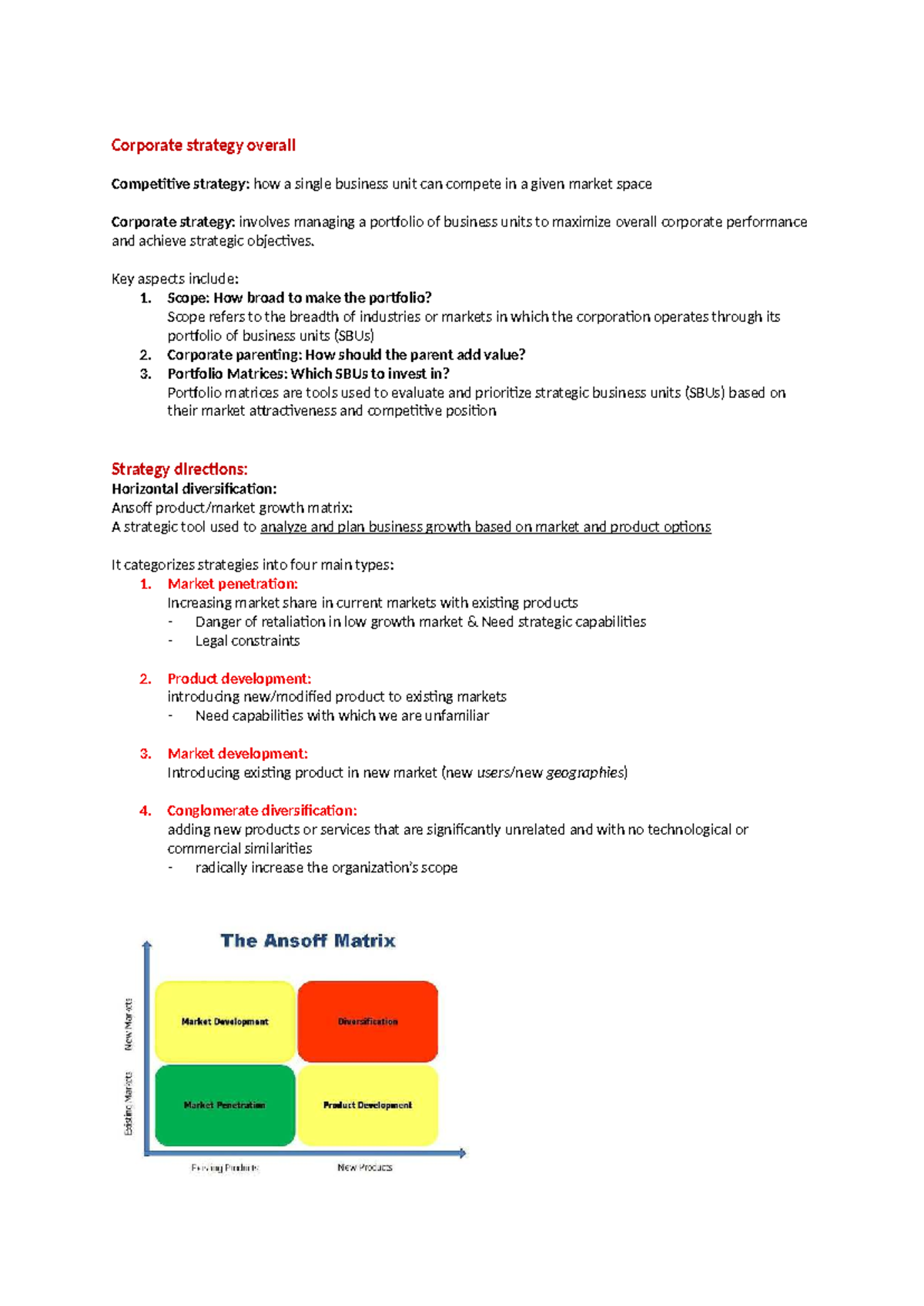 Corporate Strategy & Competitive Strategy: Insights from Lecture 5 ...