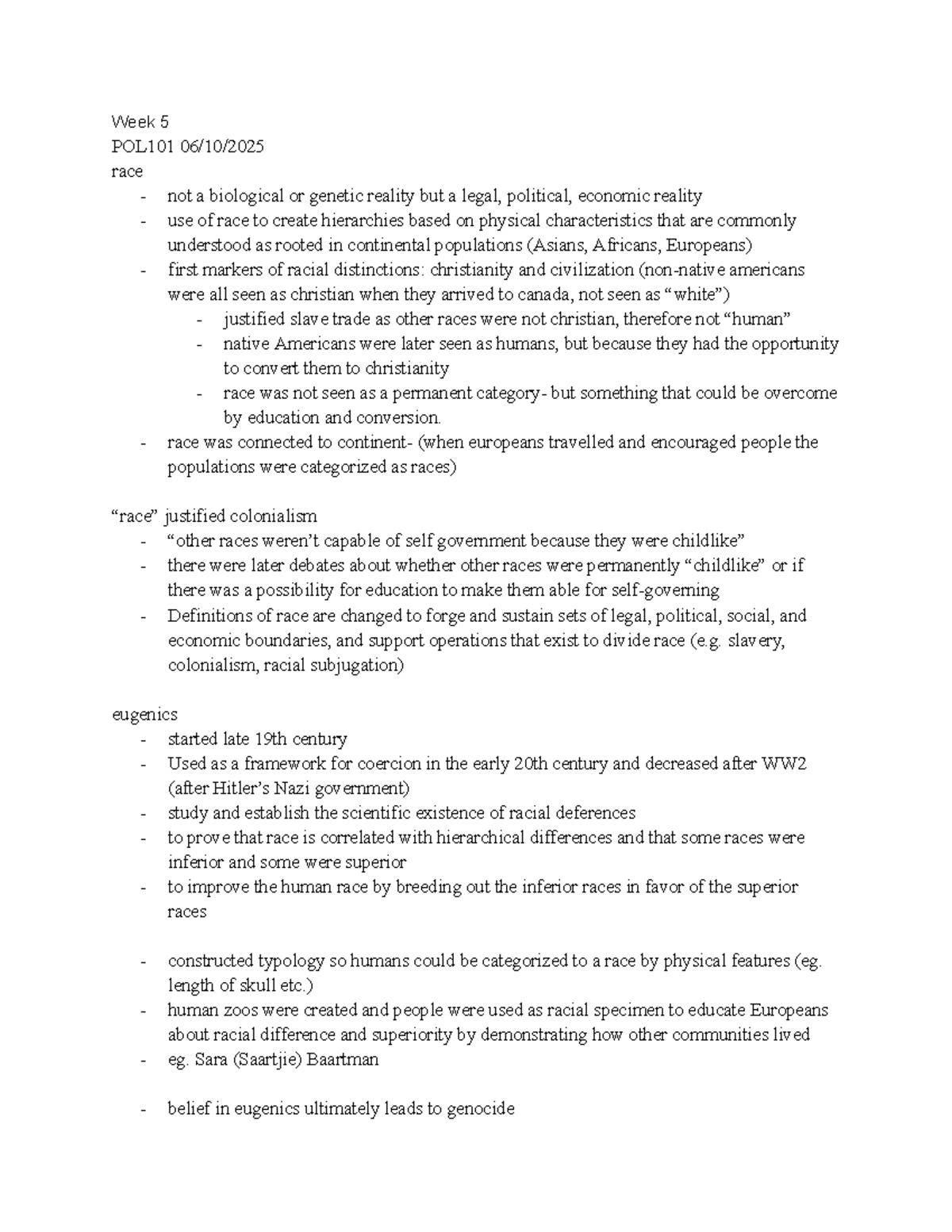 Week 5 POL101: Race as a Legal and Political Construct in Society - Studocu