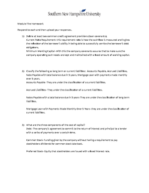 ACC 340 Module Two Homework - Module Two Homework Answer the following ...