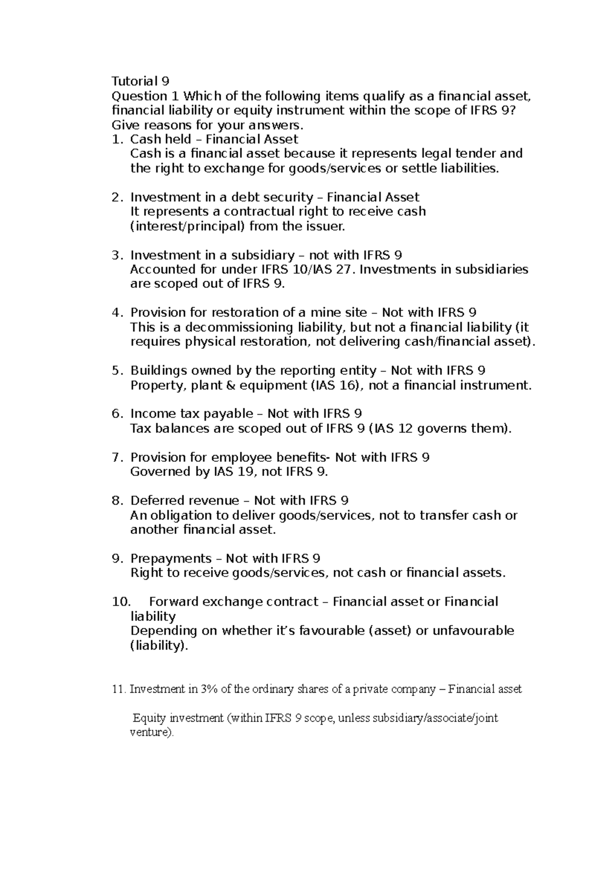 Acctn 203 Tutorial 9: Financial Assets, Liabilities, and Equity ...