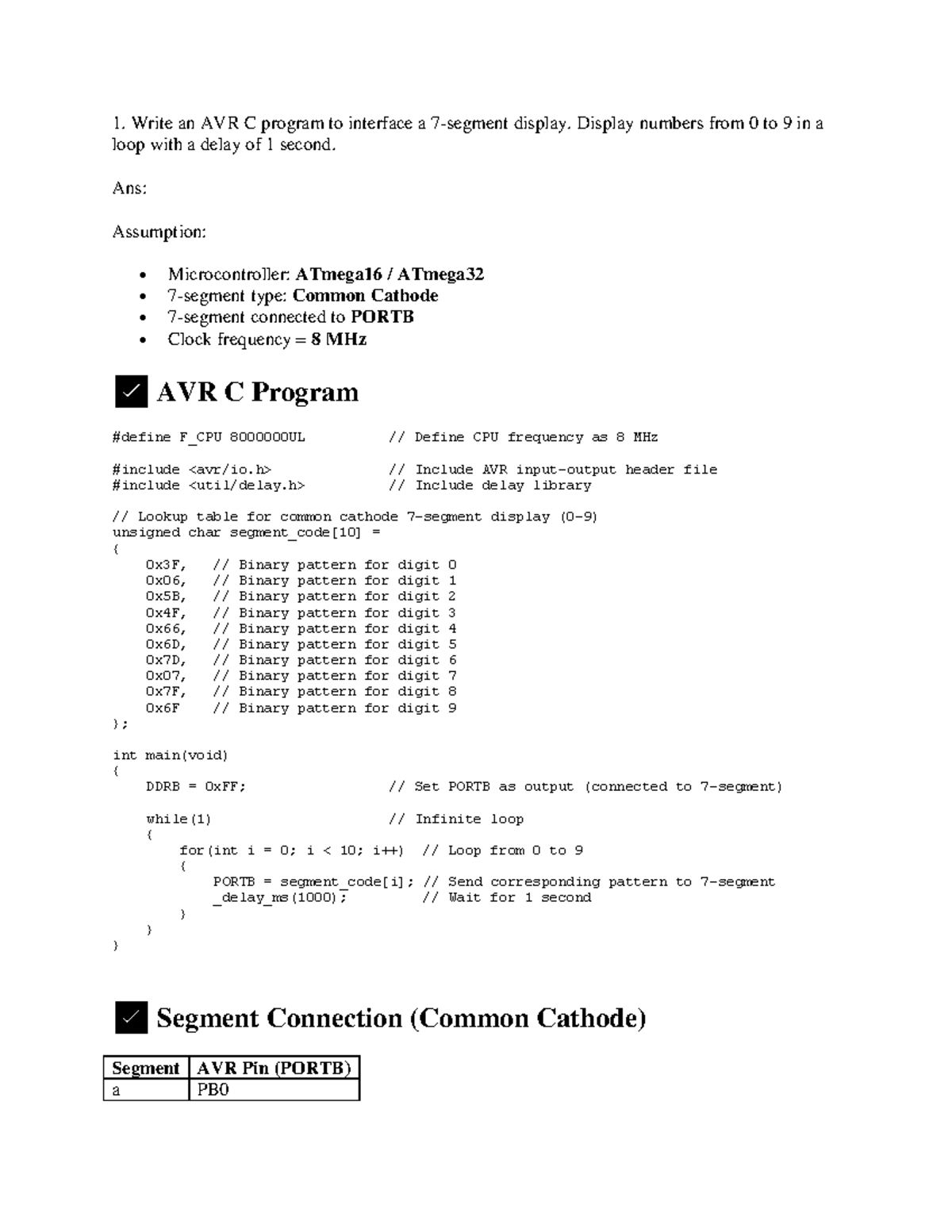 Unit-VI: AVR C Programs for LCD and Display Interfacing - Studocu