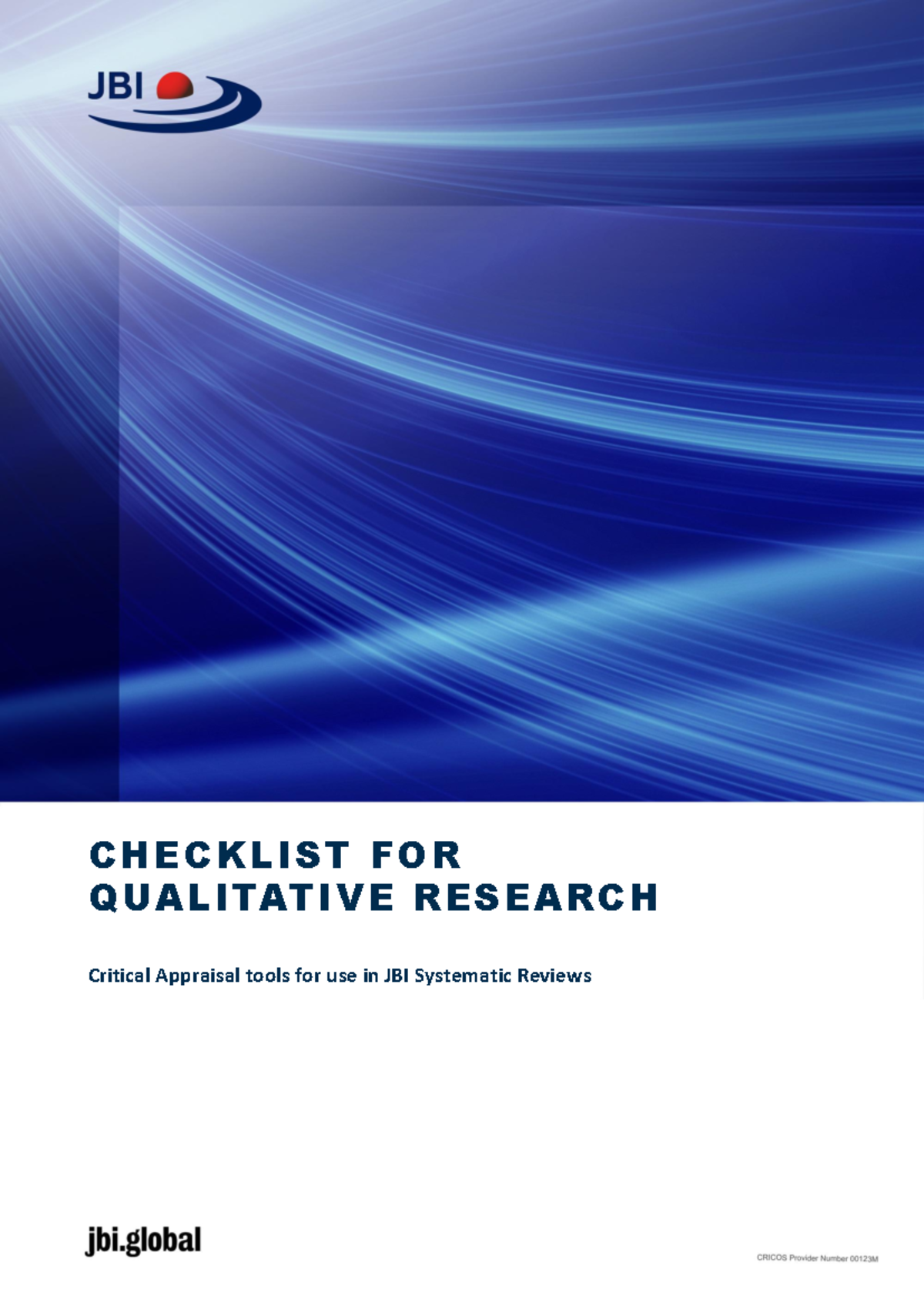 JBI Critical Appraisal Checklist for Qualitative Research Guide - Studocu