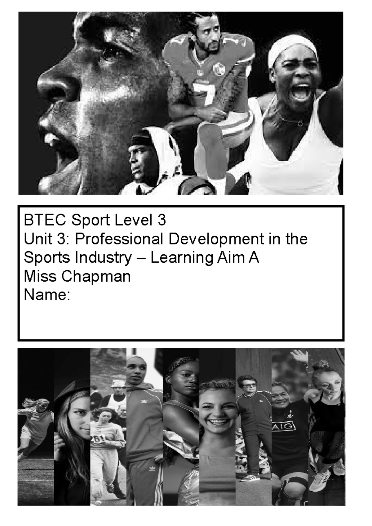 BTEC Sport Level 3 Unit 3: Prof Dev in Sports Industry - Learning Aim A ...