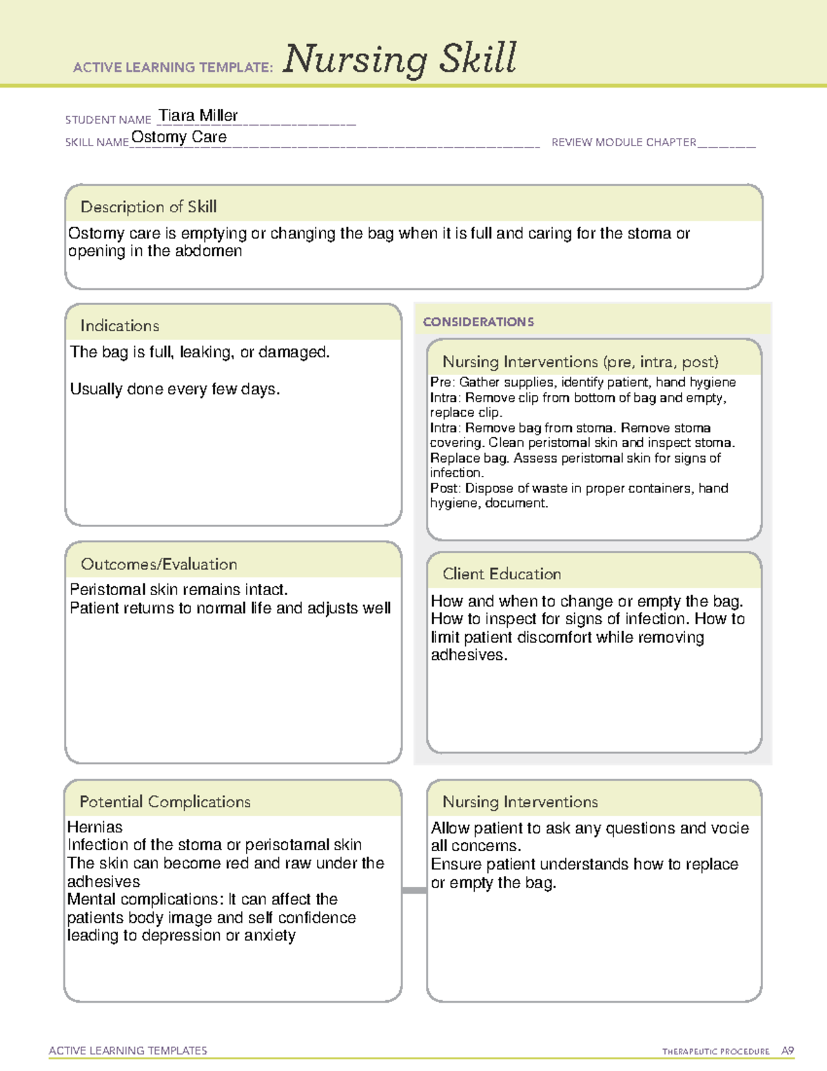 Active Learning Templates: Ostomy Care Nursing Skills - Studocu
