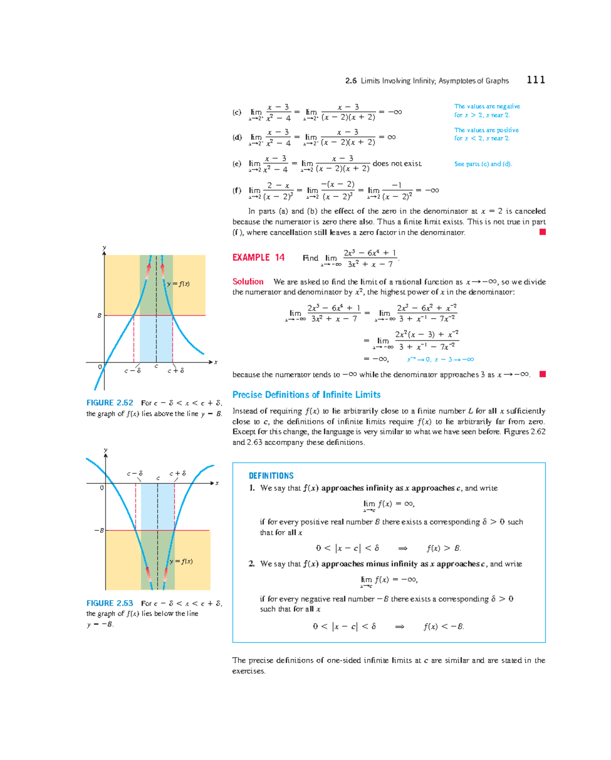 Limits Involving Asymptotes: Thomas Calculus (Ch 2, Pages 125-126 ...