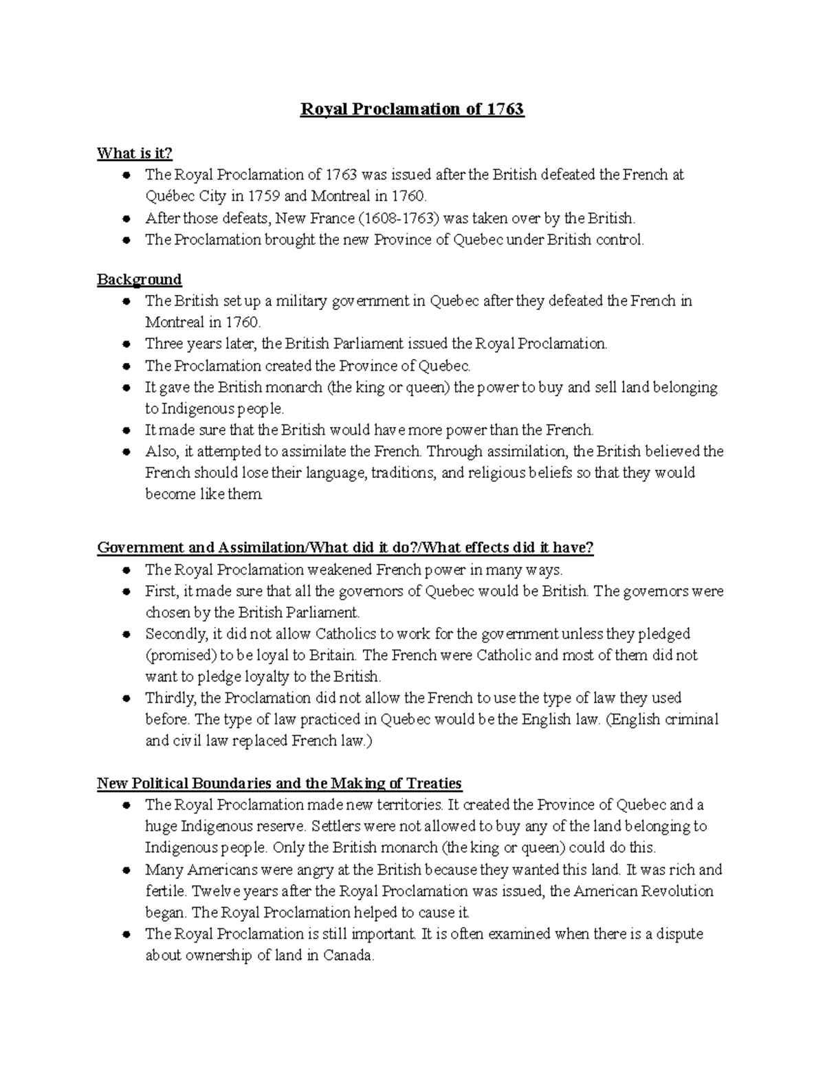 Royal Proclamation of 1763 - Royal Proclamation of 1763 What is it? The ...