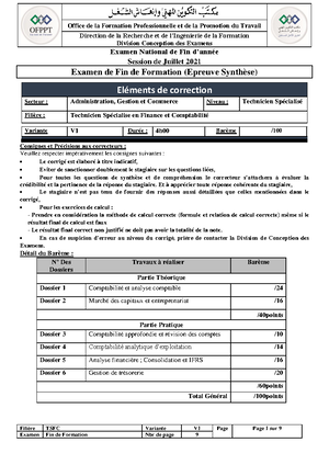 EFM Management - full course - EFM REGIONAL N°M103 – gestion des entreprises – Variante 1 Page 1 ...