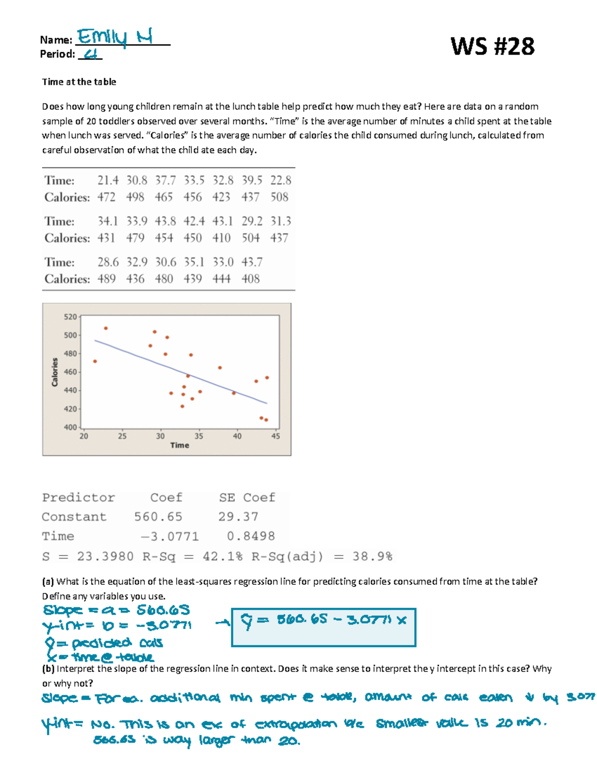 S CH.12 Day 3 - WS -28 - S CH.12 Day 3 - WS -28 - Mrs. Daniel- AP Stats ...