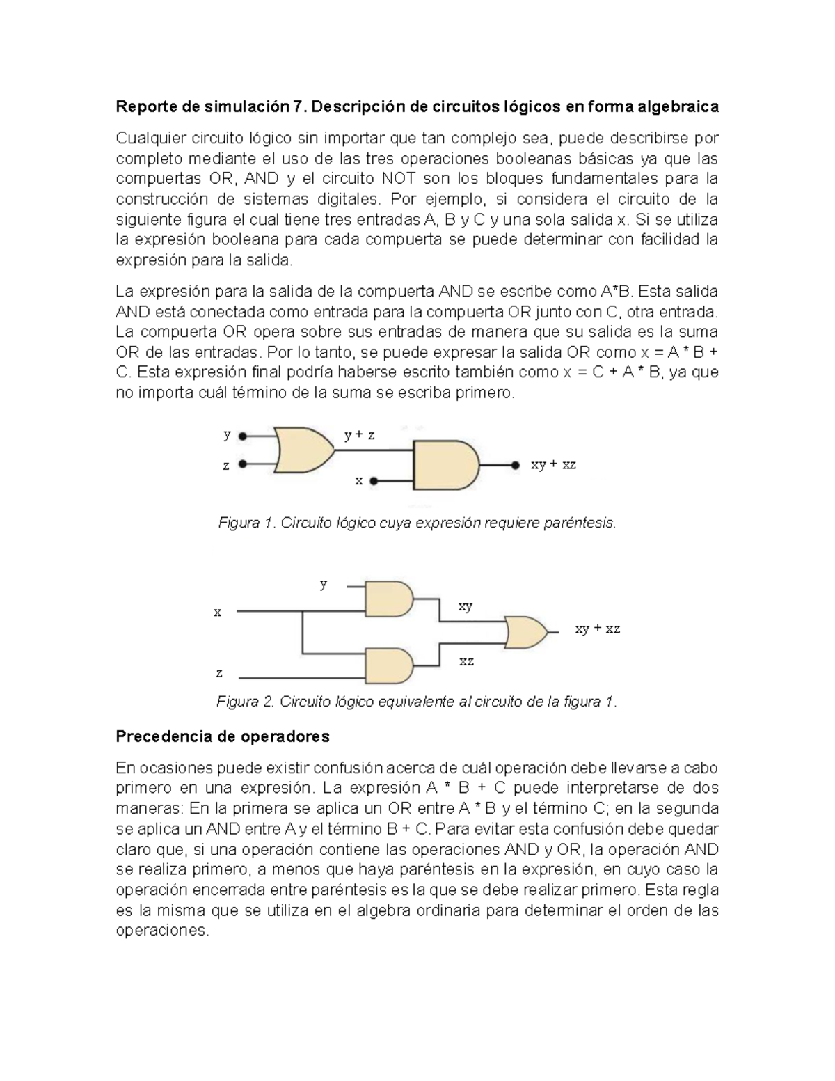 Reporte de Simulación 7: Circuitos Lógicos y Álgebra Booleana - Studocu