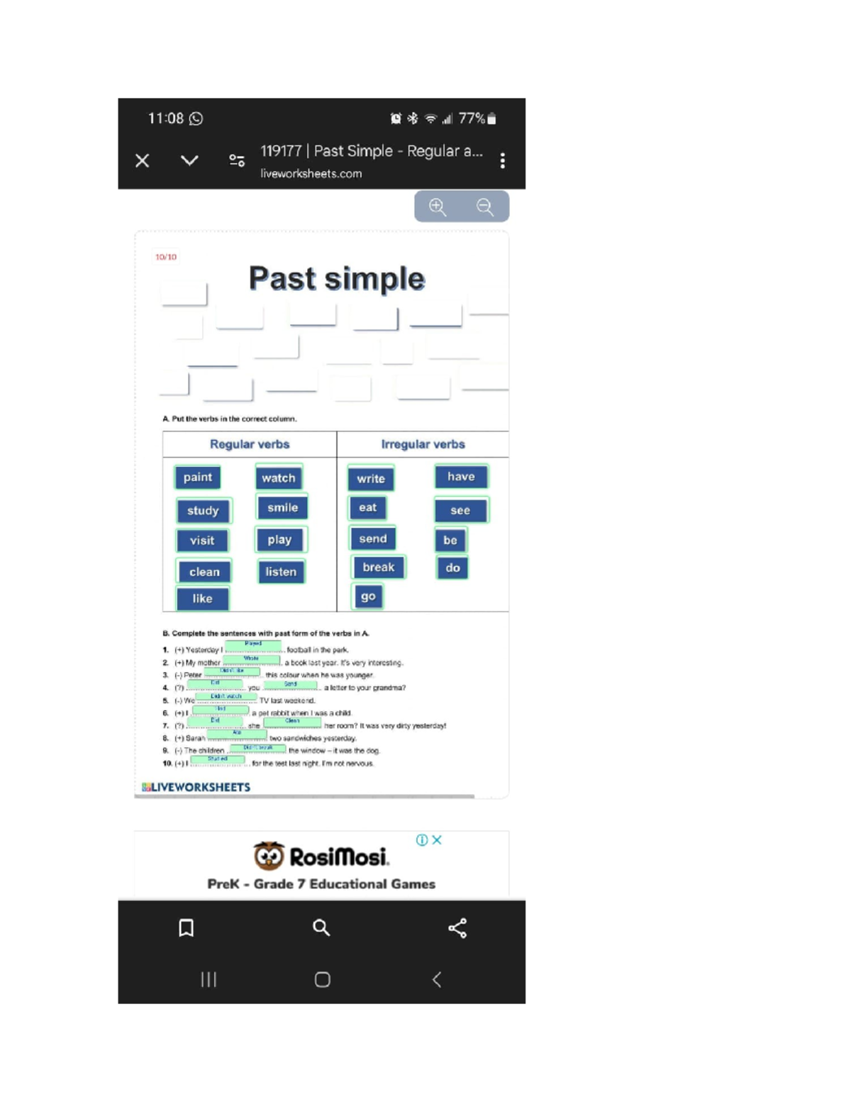 Ingles - Apuntes - 11:08 119177 Past Simple Regular a.. X ...