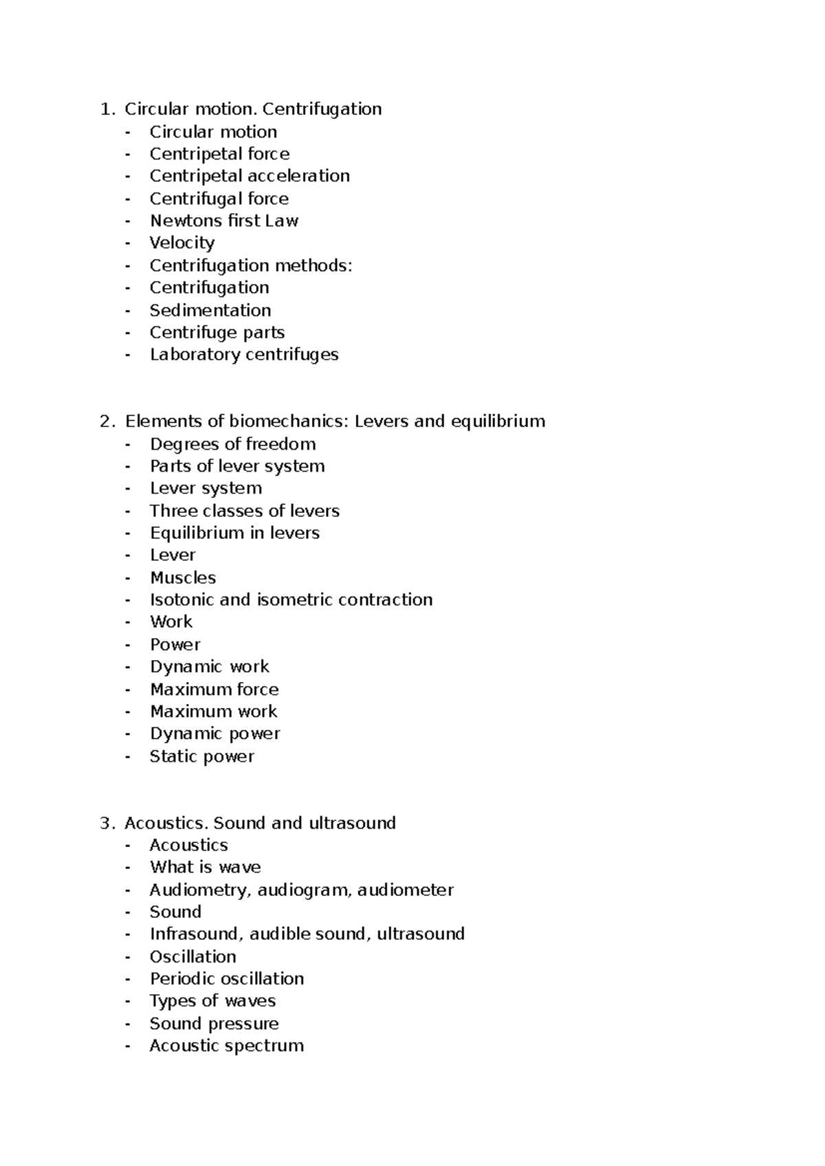 Physics Terms List: Circular Motion, Biomechanics, Acoustics, Fluids ...