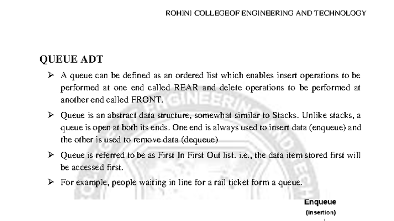 Queue Implementation Notes for CS3353 C Programming and Data Structures ...