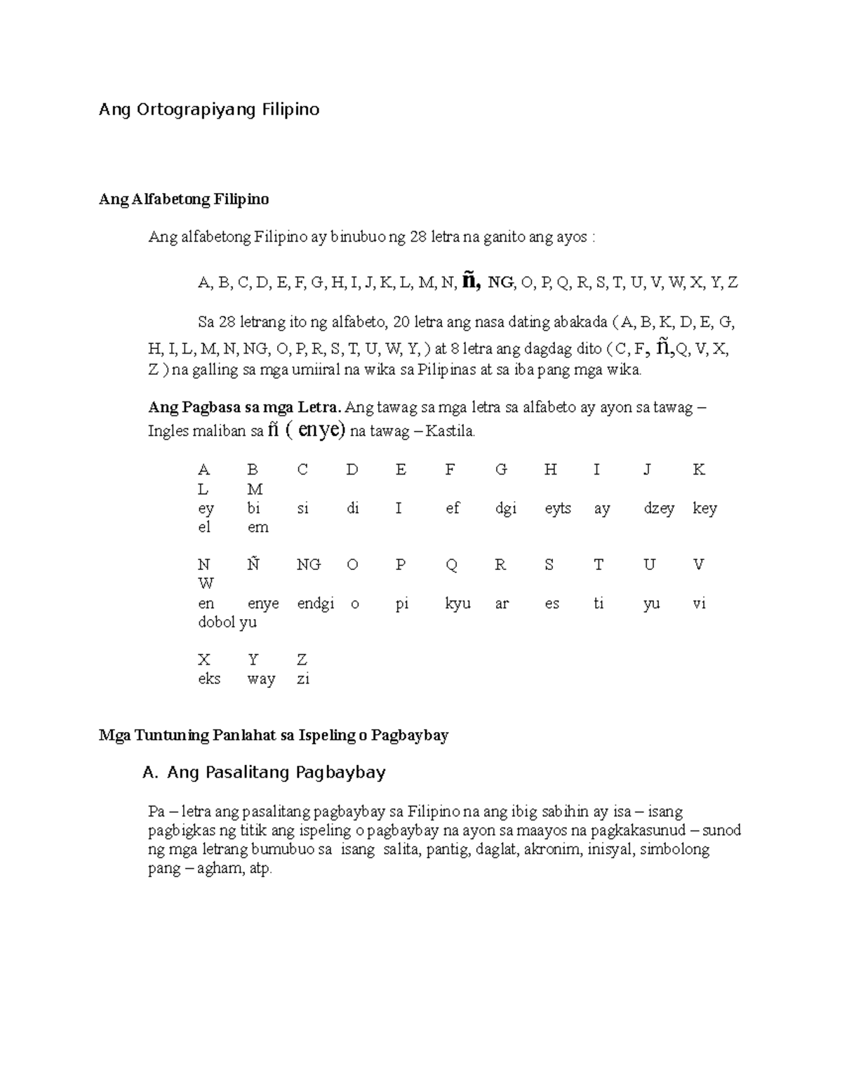 Ang-Ortograpiyang-Filipino - Ang Ortograpiyang Filipino Ang Alfabetong ...
