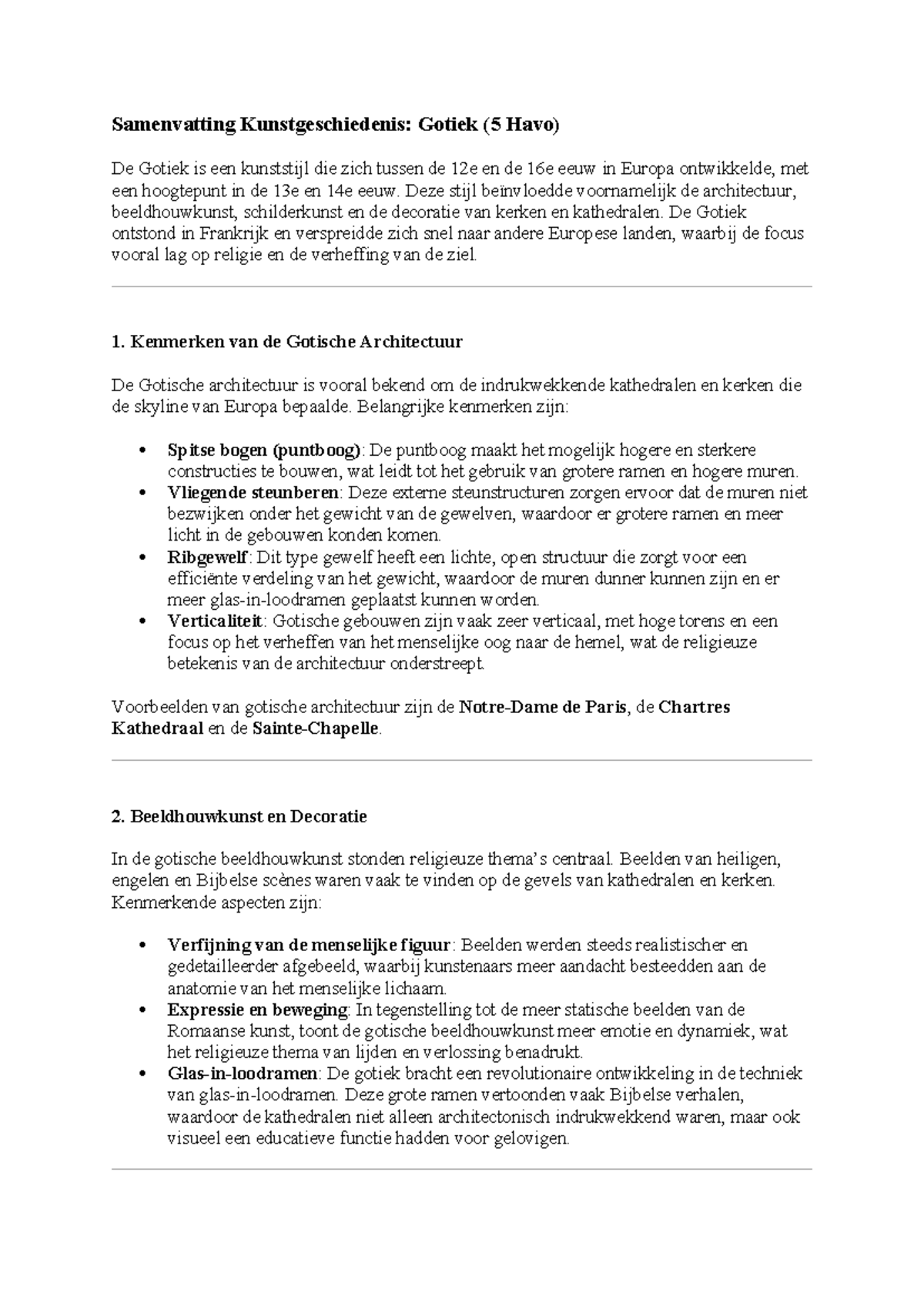 Samenvatting Gotiek in Kunstgeschiedenis (5 Havo) - Studeersnel