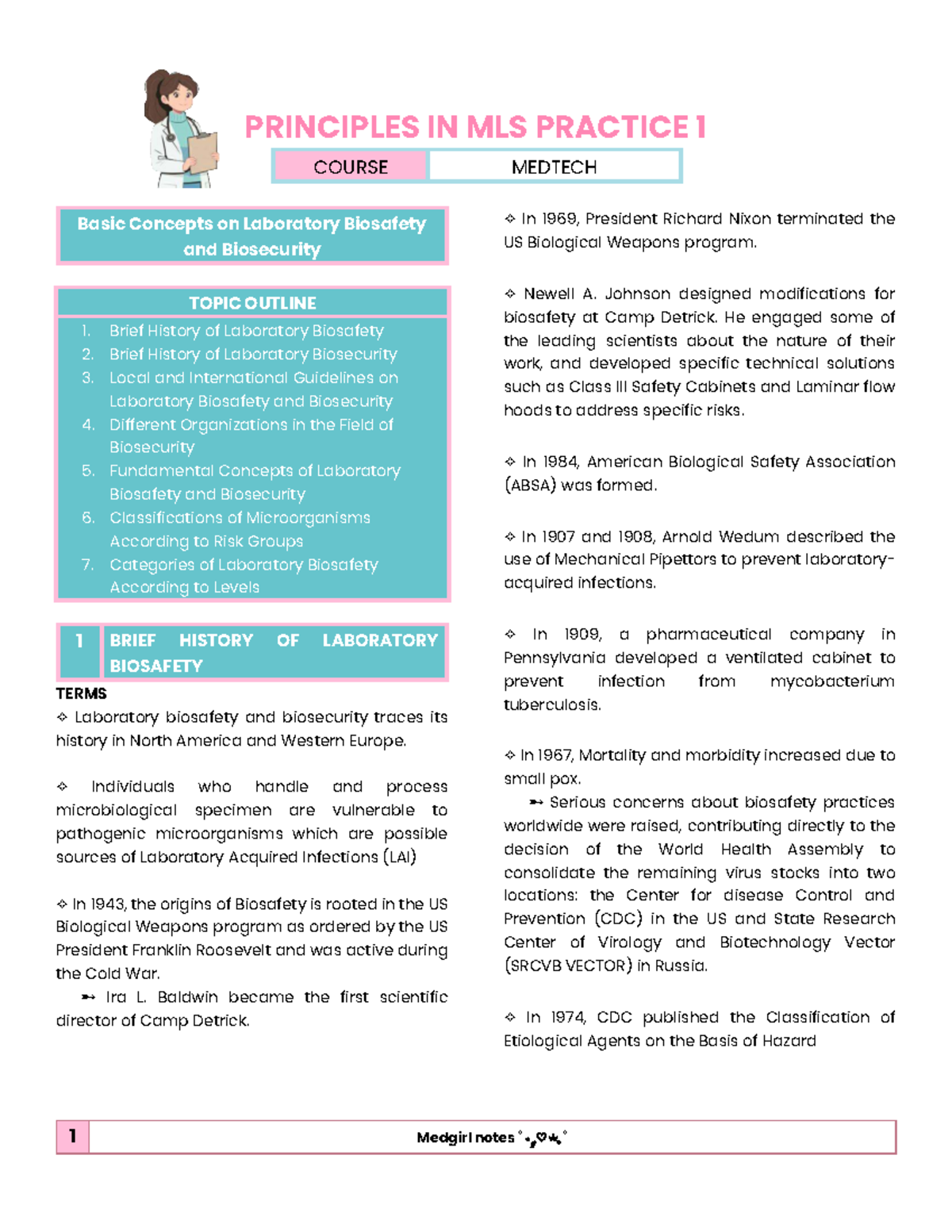 Principles in MLS Practice 1: Basic Concepts of Biosafety & Biosecurity ...