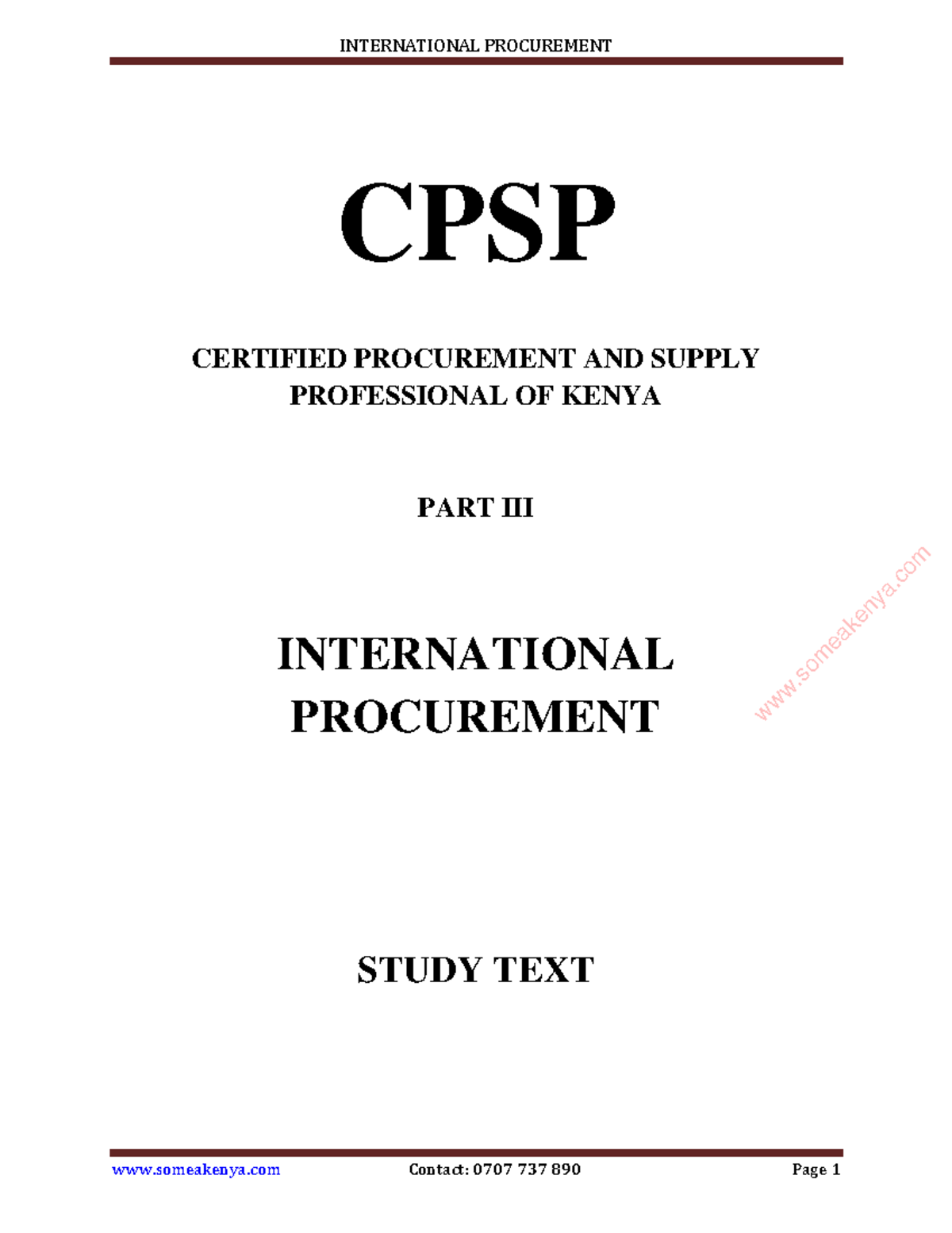 International Procurement Study Notes - CPSP PL3.2 Series - Studocu