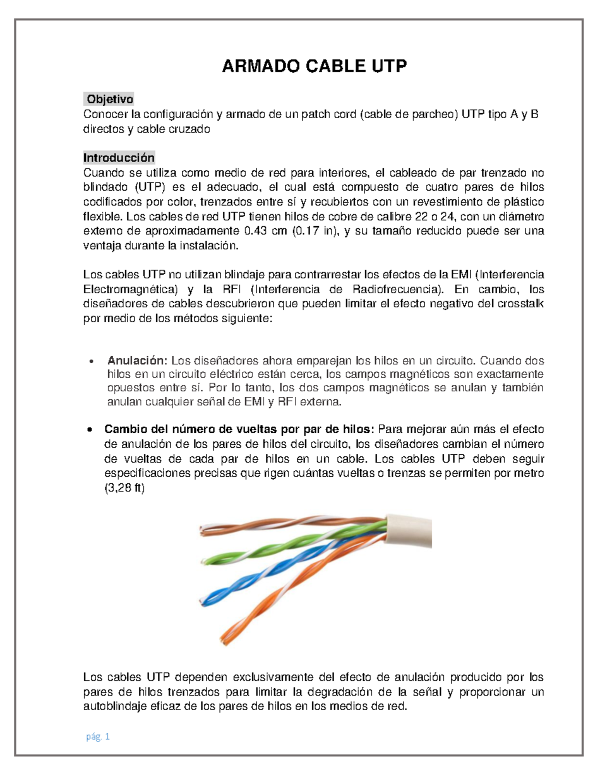 01 Práctica: Armado y Configuración de Cable UTP Tipo A y B - Studocu