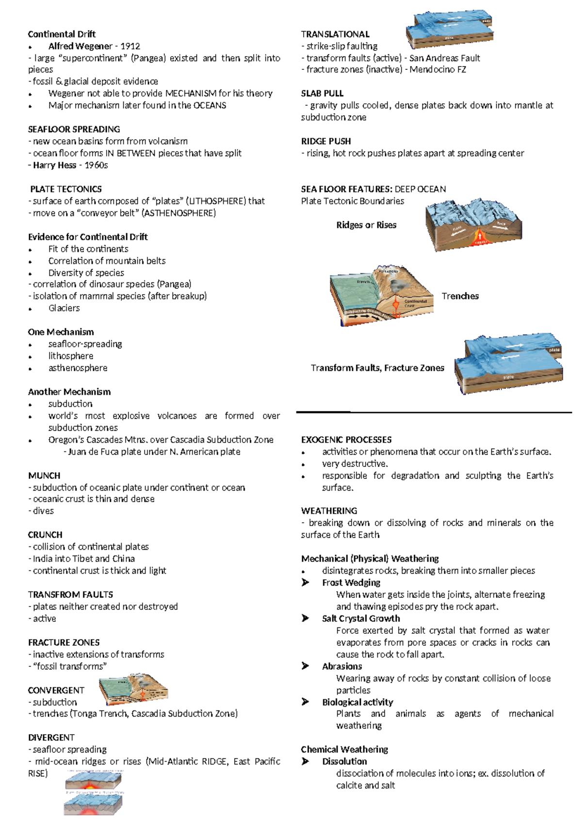 Continental Drift & Plate Tectonics - Earth Science Lecture PPT - Studocu