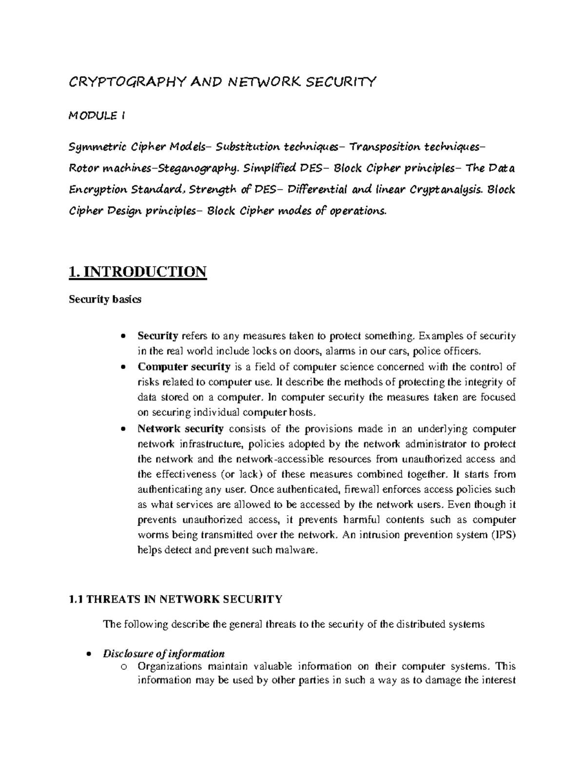 Cryptography and Network Security Module 1 - CRYPTOGRAPHY AND NETWORK ...