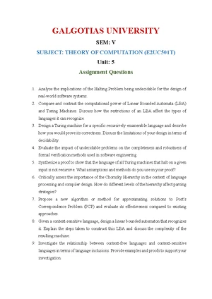 TOC Practice Questions - Subject: Theory of Computation Define NFA with € transition. Design FA ...