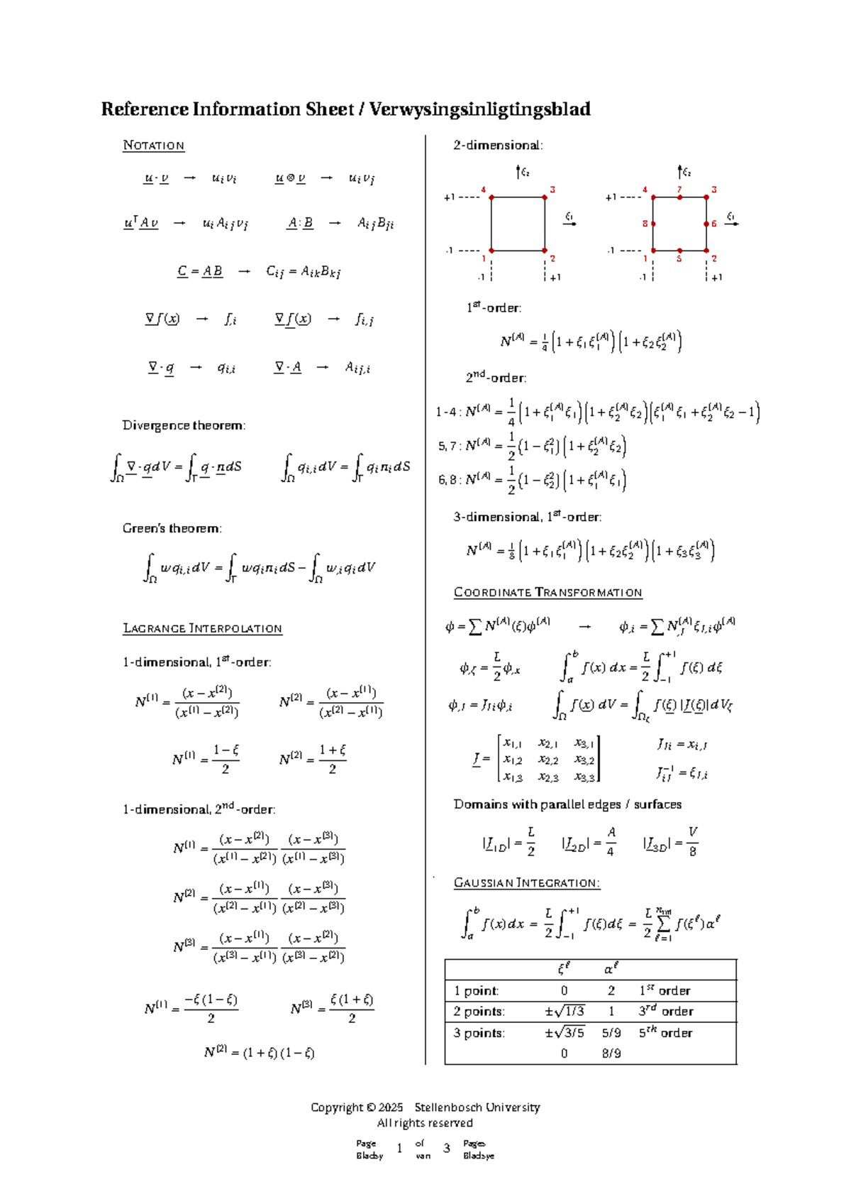 Reference Info Sheet for Continuum Physics (Eq Sheet 25a) - Studocu