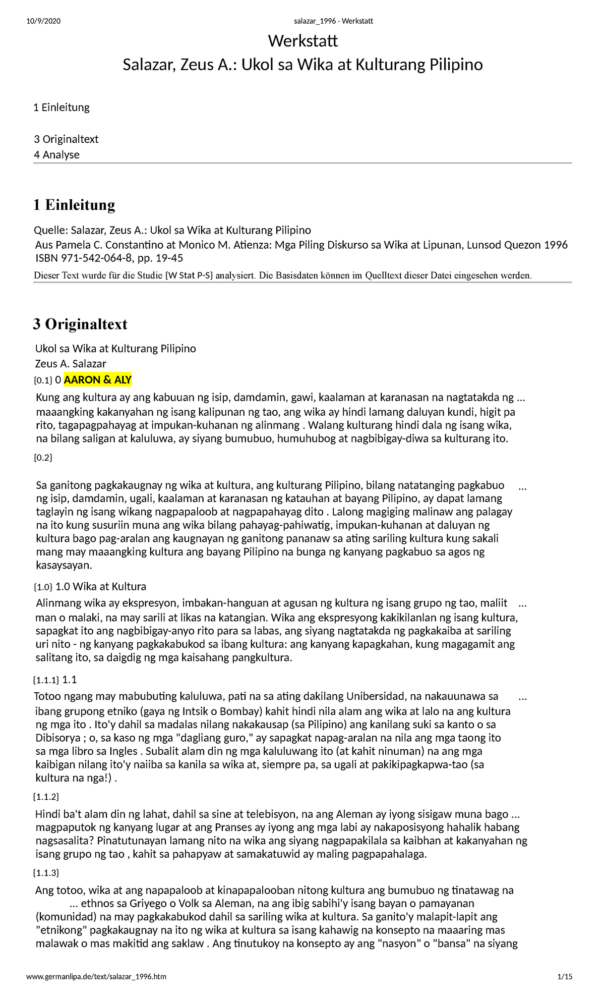 Ukol sa Wika at Kultura: Isang Pagsusuri sa mga Diskurso sa Wika - Studocu