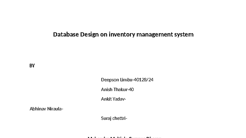 IT 232: Project Report on Inventory Management System Design - Studocu