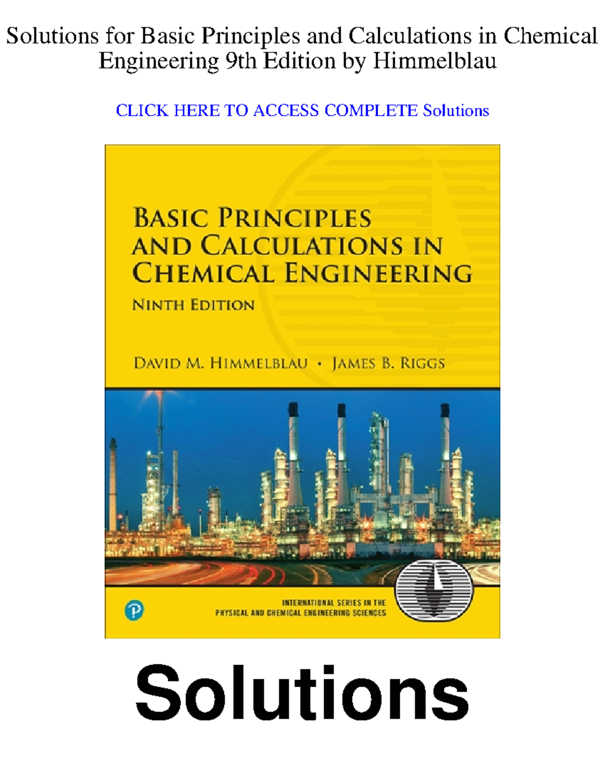 Solutions for Basic Principles and Calculations in Chemical Engineering ...