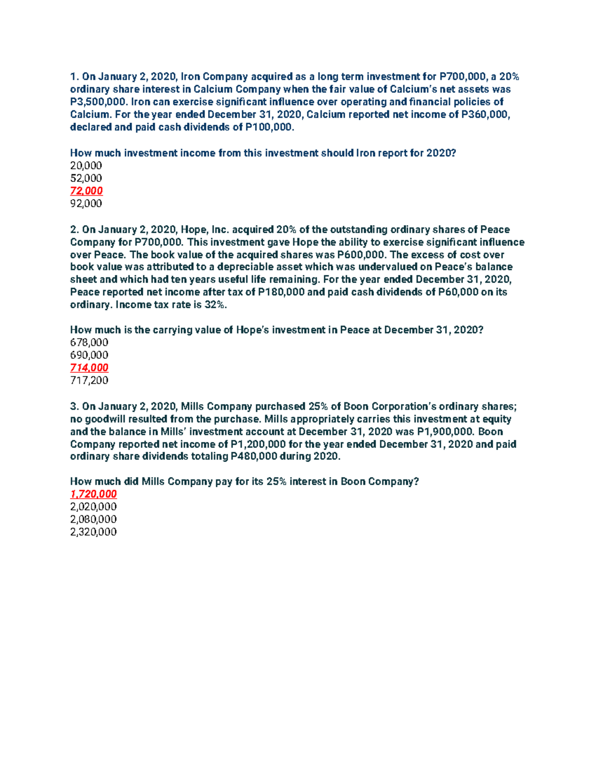 Practice Exercise for Intermediate Accounting (ACC 2020) - Studocu