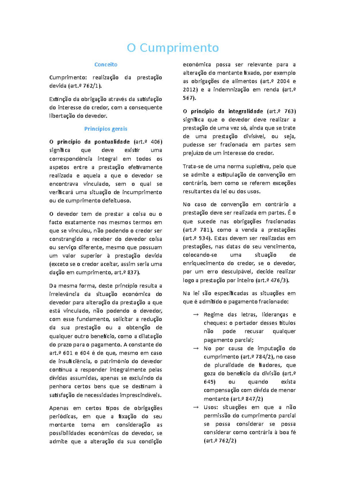 O Cumprimento - O Cumprimento Conceito Cumprimento: realização da ...