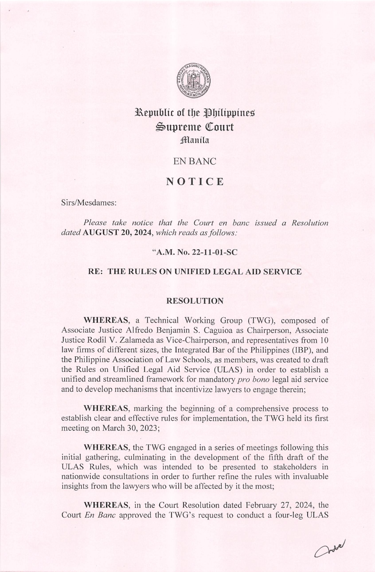 A.M. No. 22-11-01: Supreme Court Resolution on Unified Legal Aid Rules ...