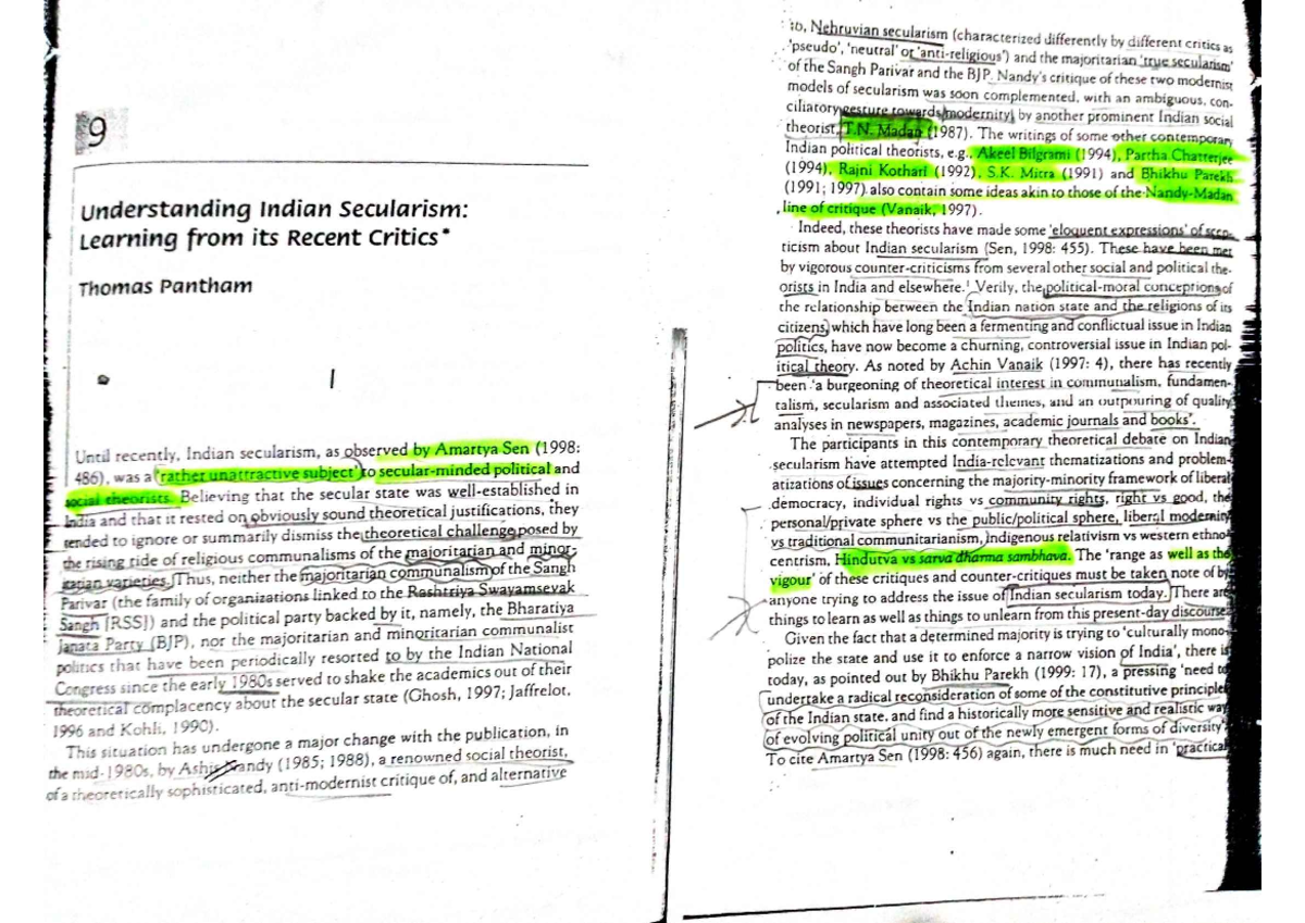 Understanding indian secularism- Thomas Pantham - Political science ...