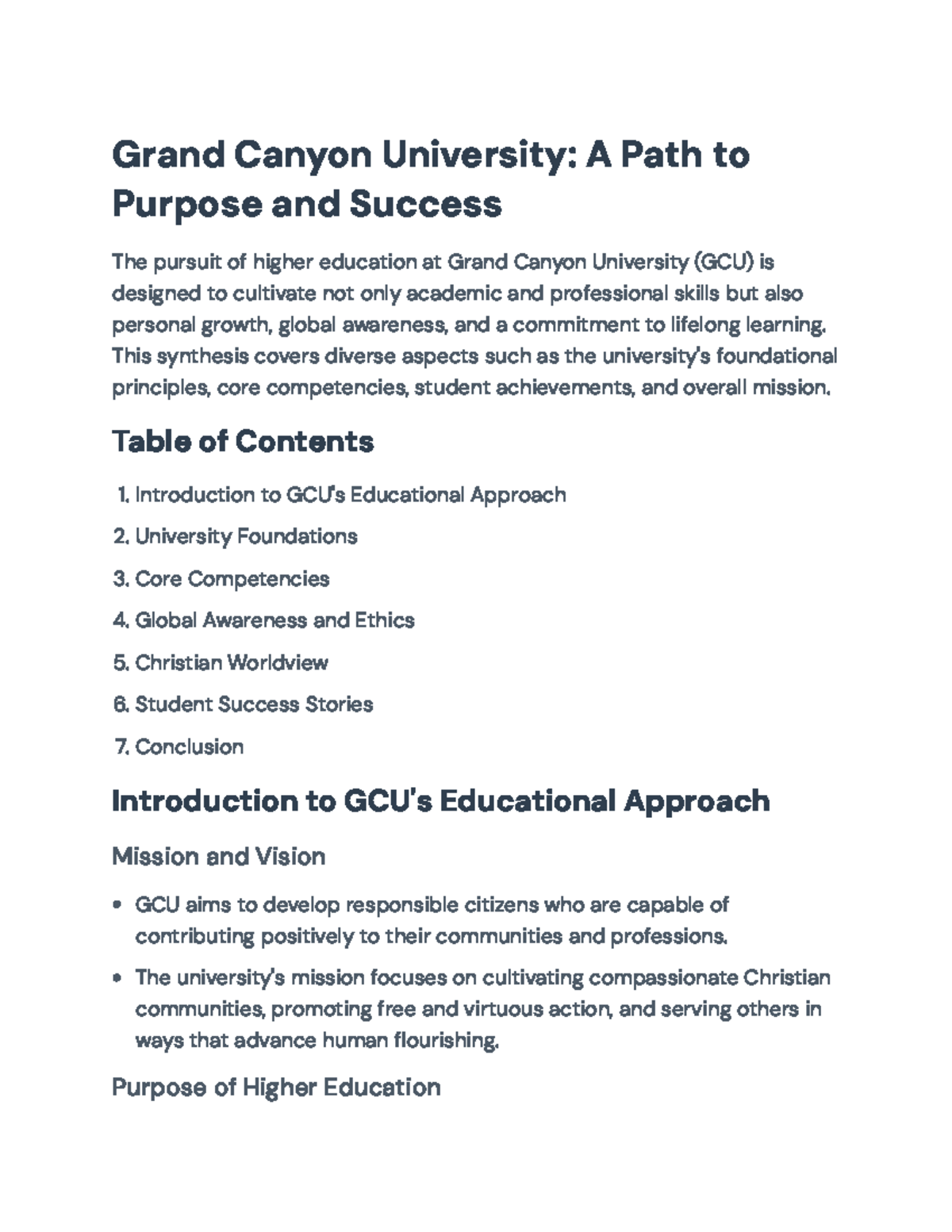 Grand Canyon University: An Overview of Educational Philosophy and ...