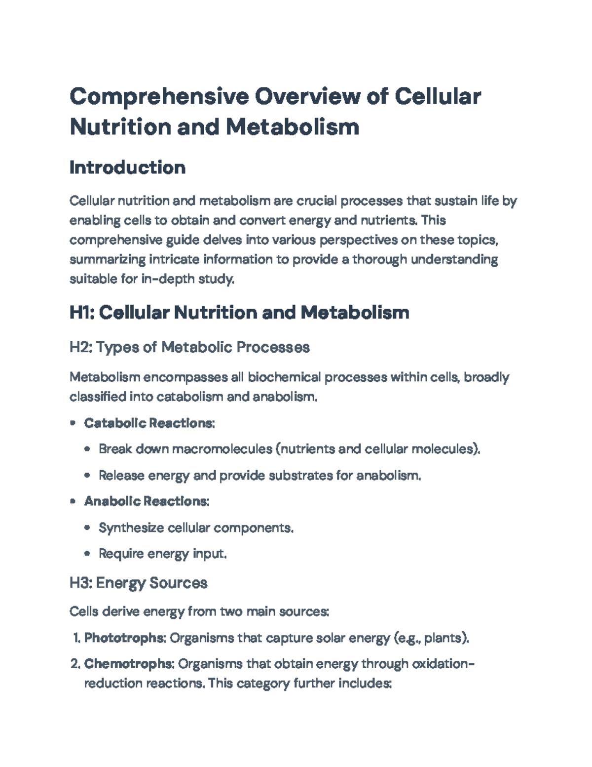 Comprehensive Guide to Cellular Nutrition and Metabolism ...