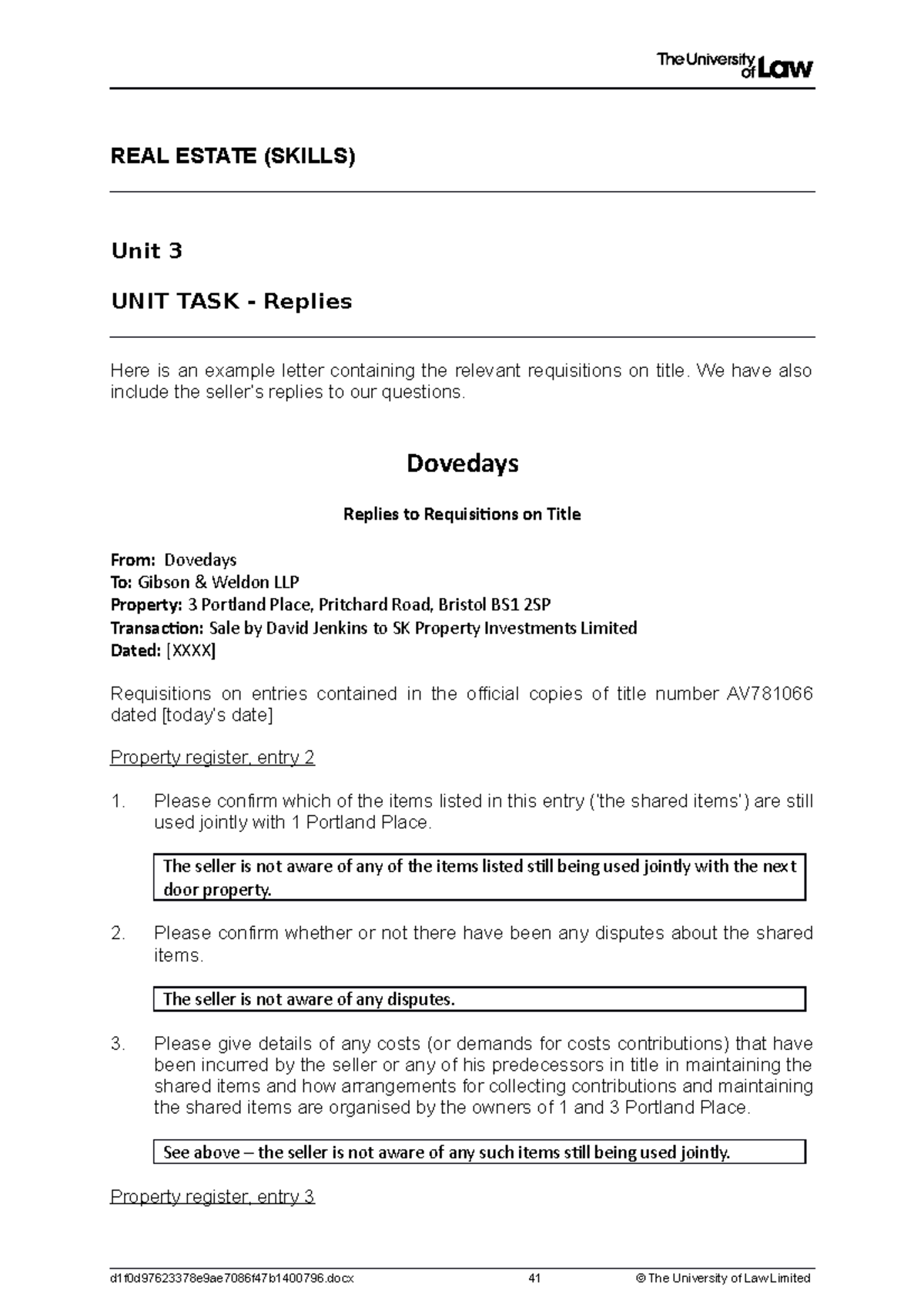 Real Estate 3- engage task 1 ( Exemplar) - REAL ESTATE (SKILLS) Unit 3 ...