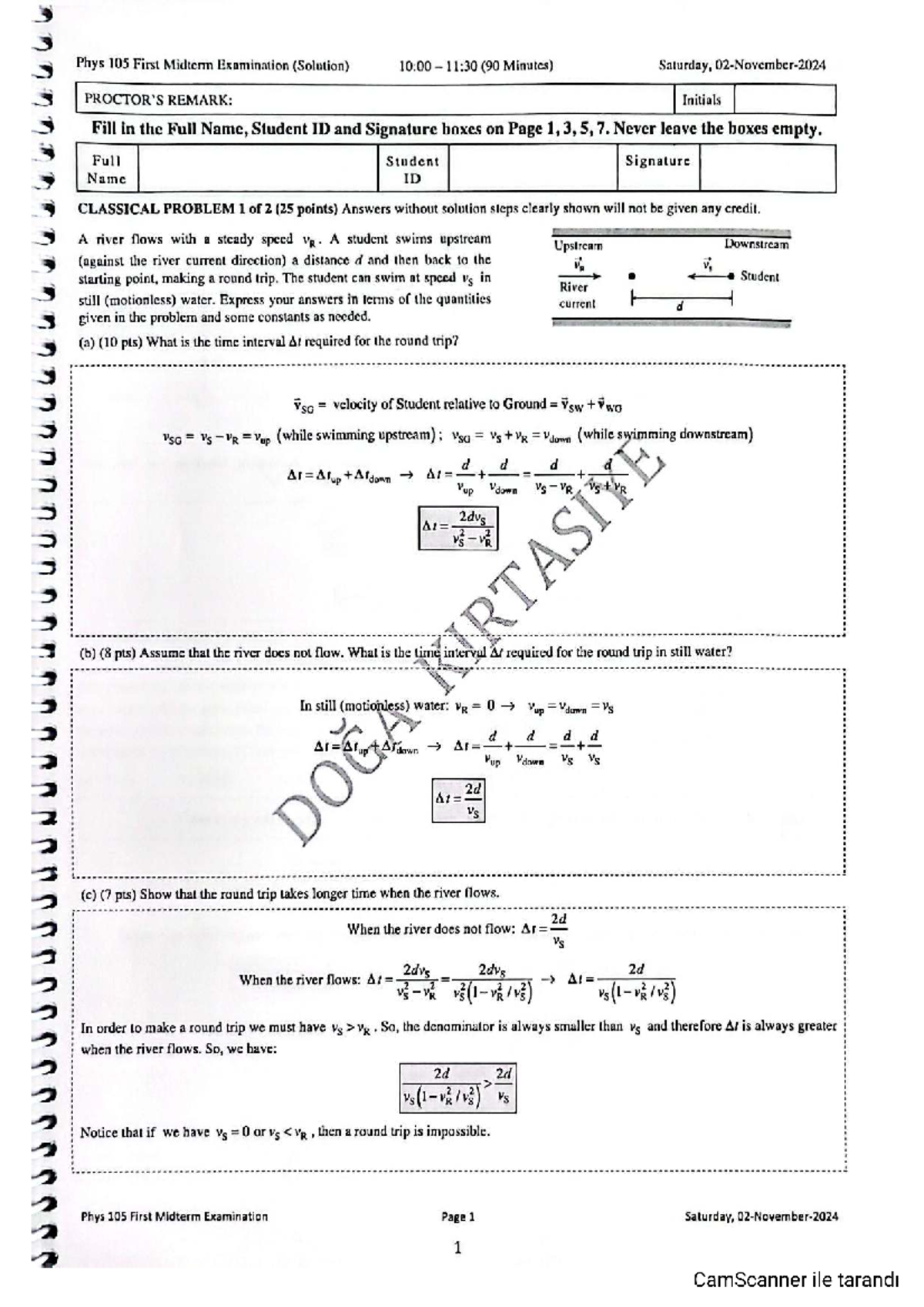 Phys 105 First Midterm Exam Solutions: Comprehensive Guide - Studocu