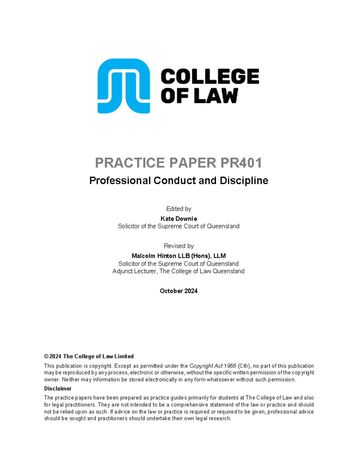 Practice Paper PR401: Professional Conduct & Discipline Overview - Studocu
