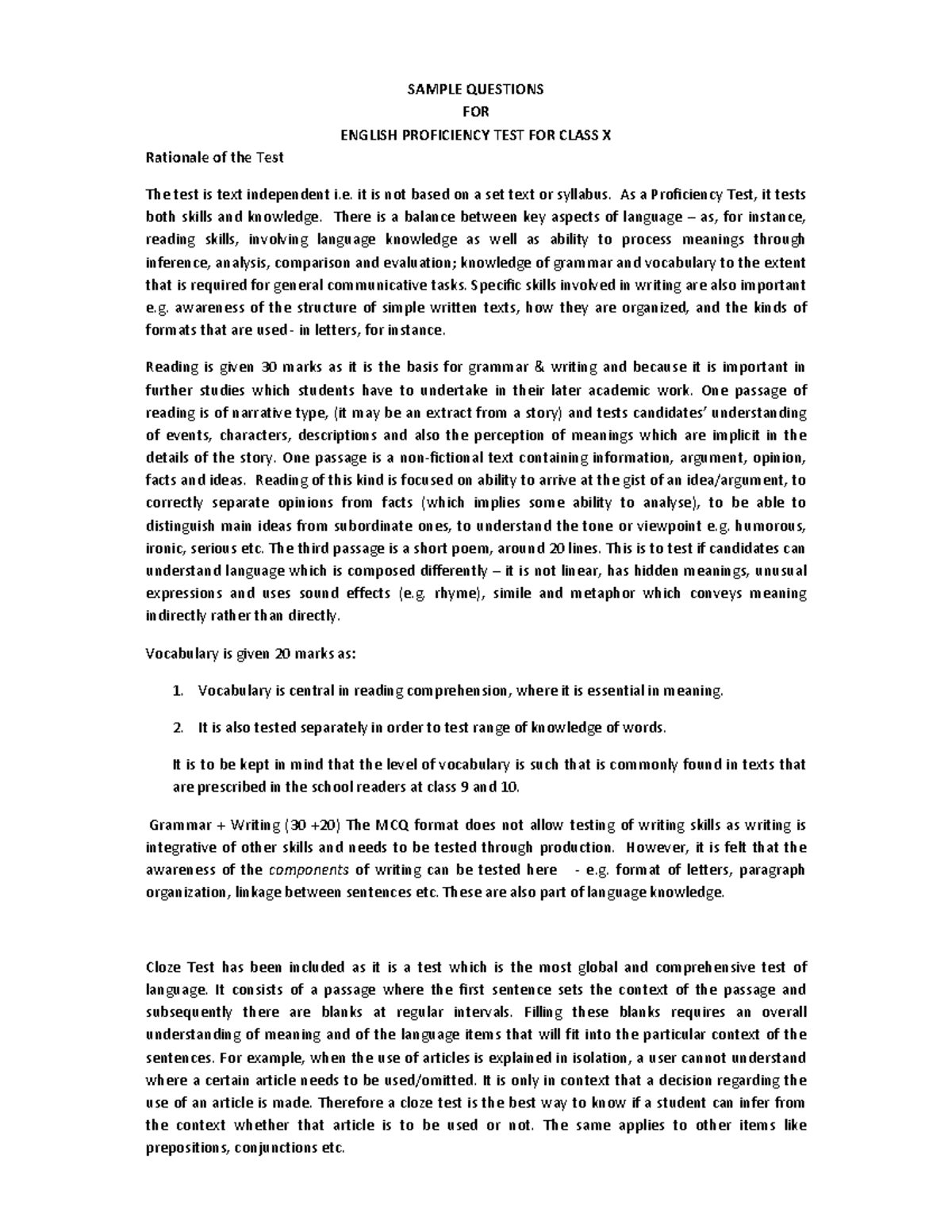 DOST English - Proficiency Test Reviewer for Class X - Studocu