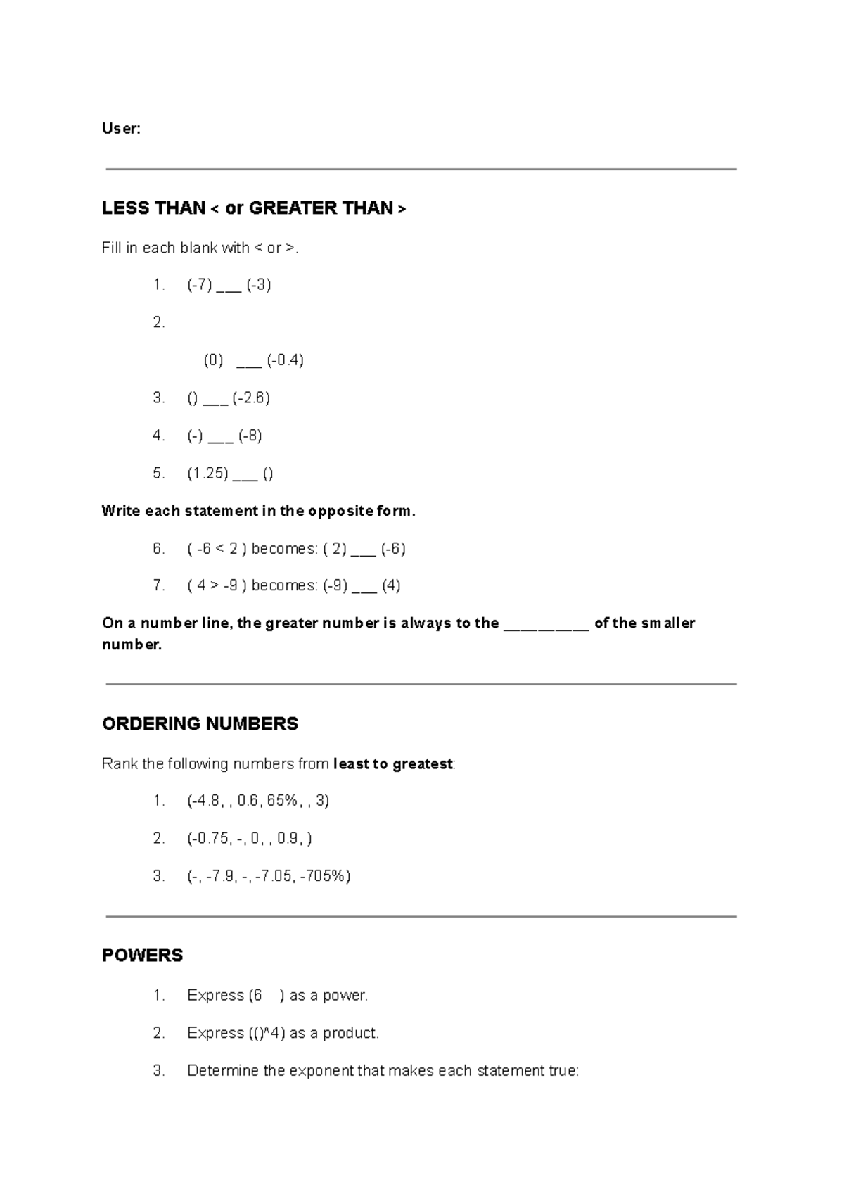 Grade 9 Math Review: Operations, Powers, and Number Ordering - Studocu