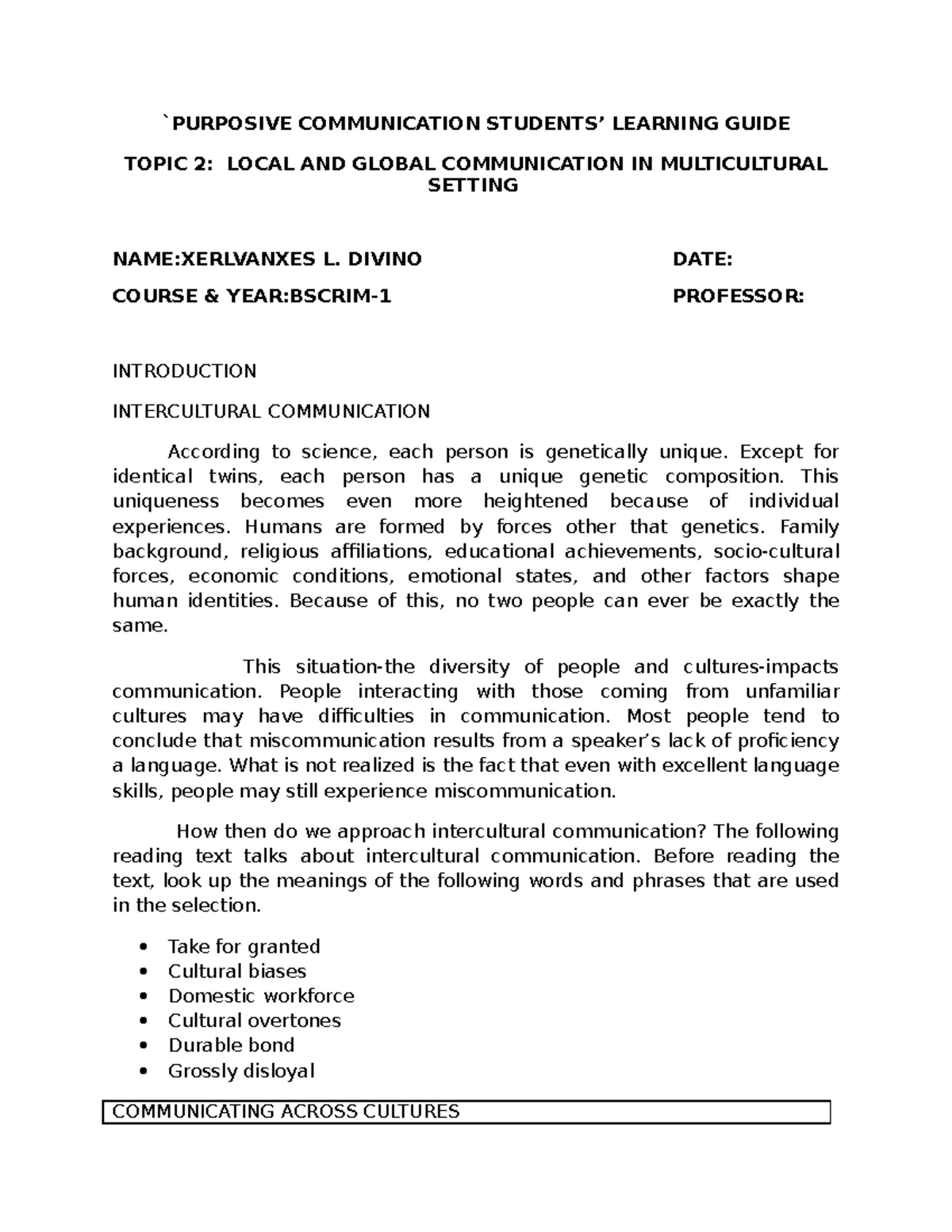 Module 3 Intercultural Communication Lesson 2 Local and Global Communication in Multicultural ...
